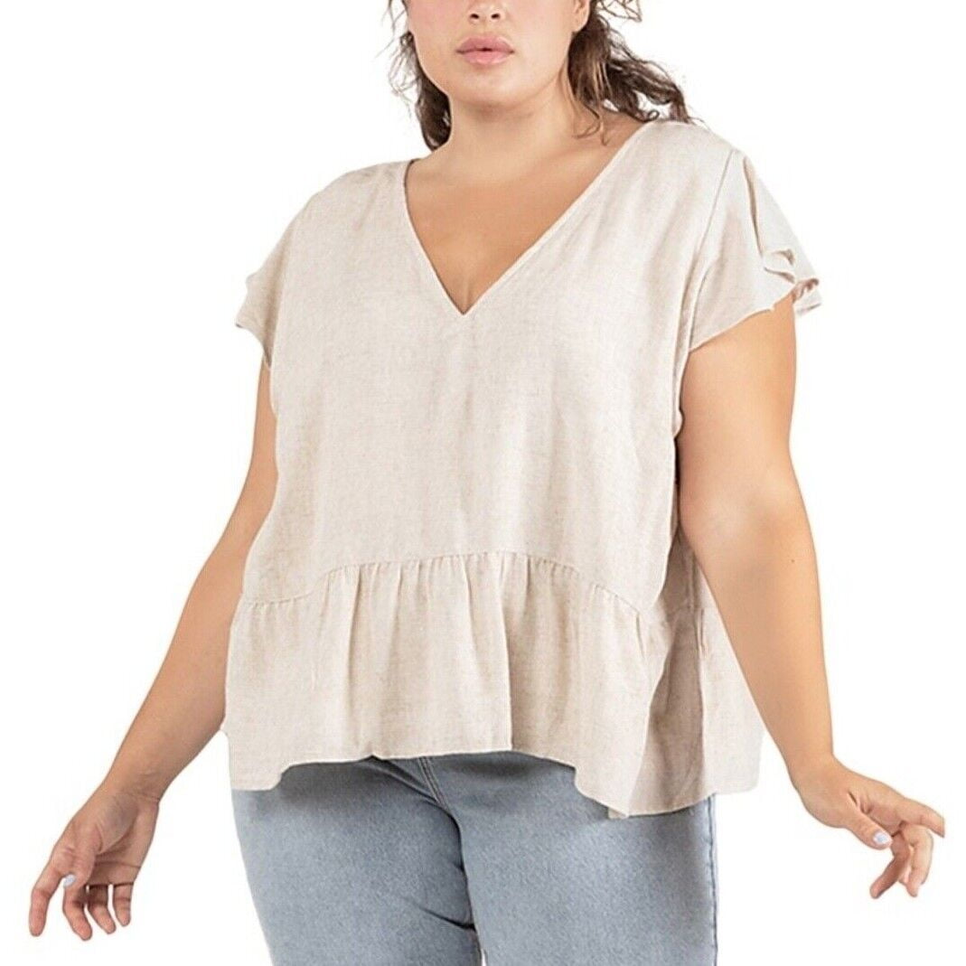Black Tape Women's Trendy Garden Leaf Flutter-Sleeve Trapeze Top Plus ...