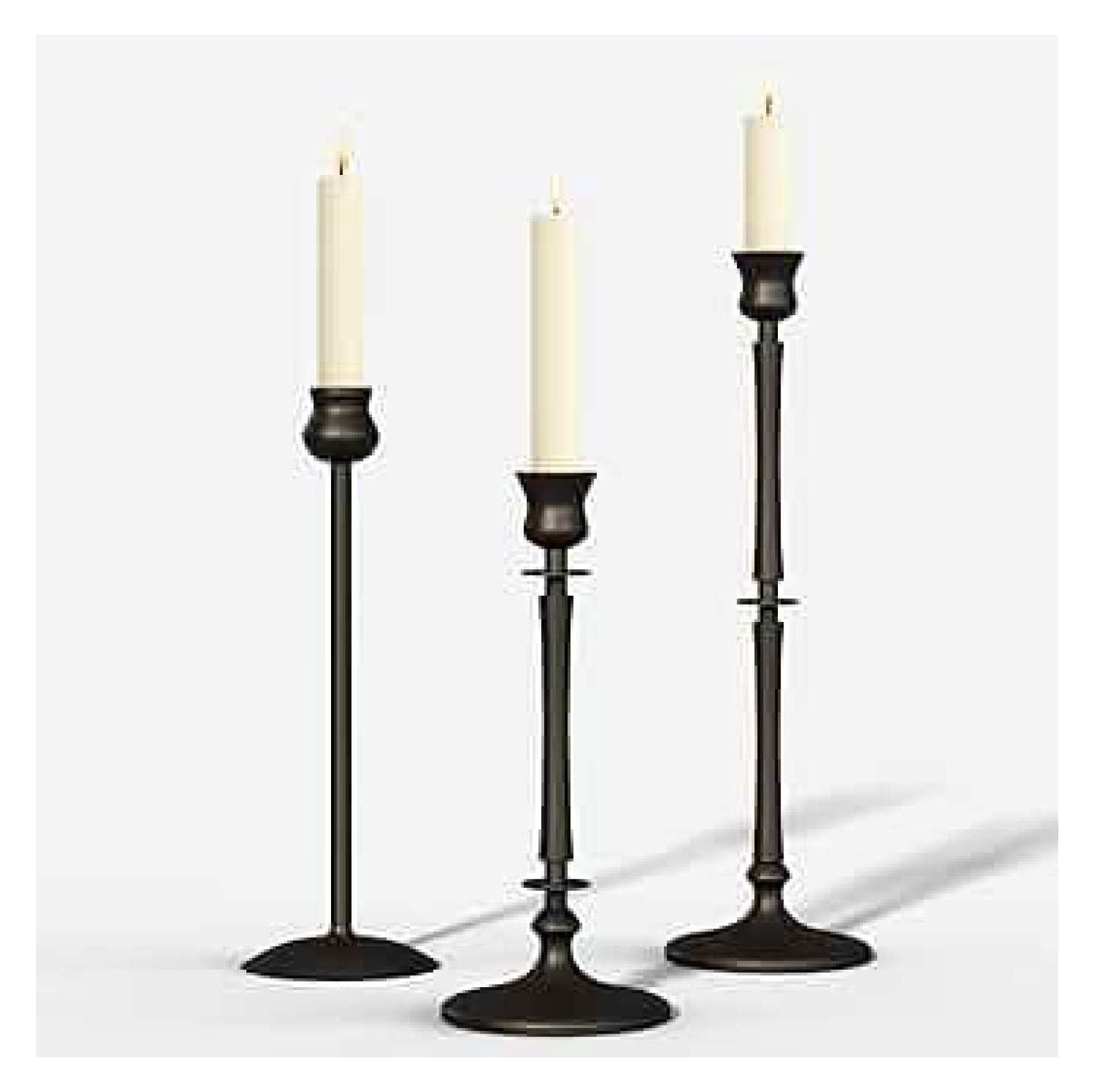 Black Taper Candle Holders Set of 3 - Metal Candlesticks for Taper ...