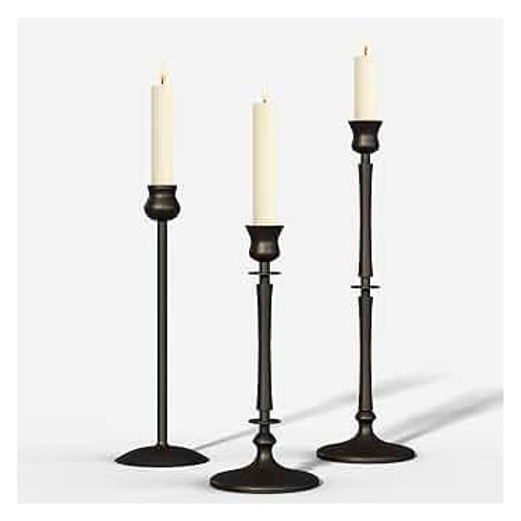 Black Taper Candle Holders Set of 3 - Metal Candlesticks for Taper ...