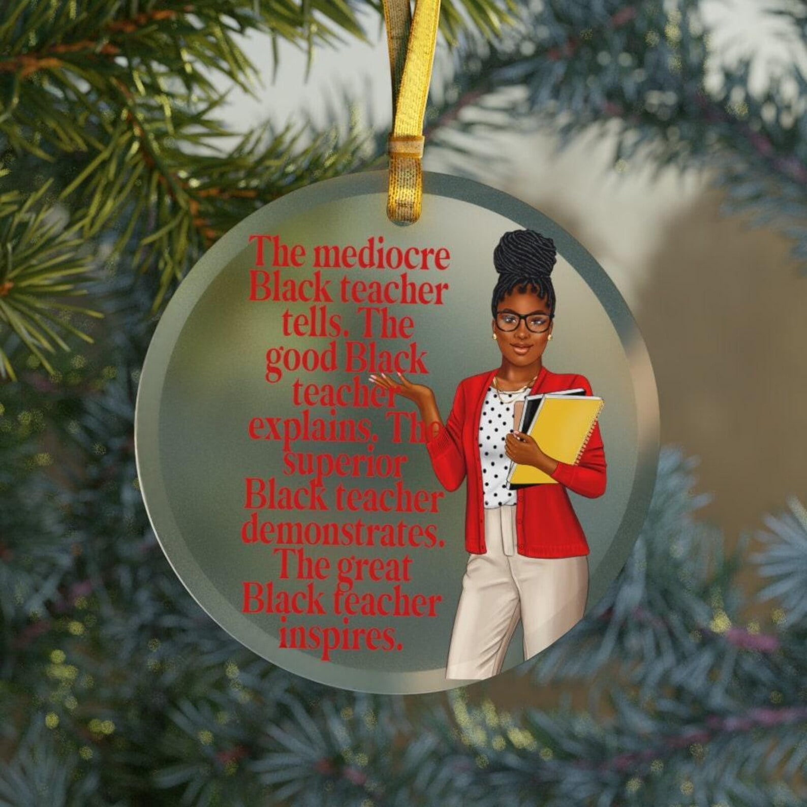 Black Teacher Inspires Ornament – African American Educator Gift ...
