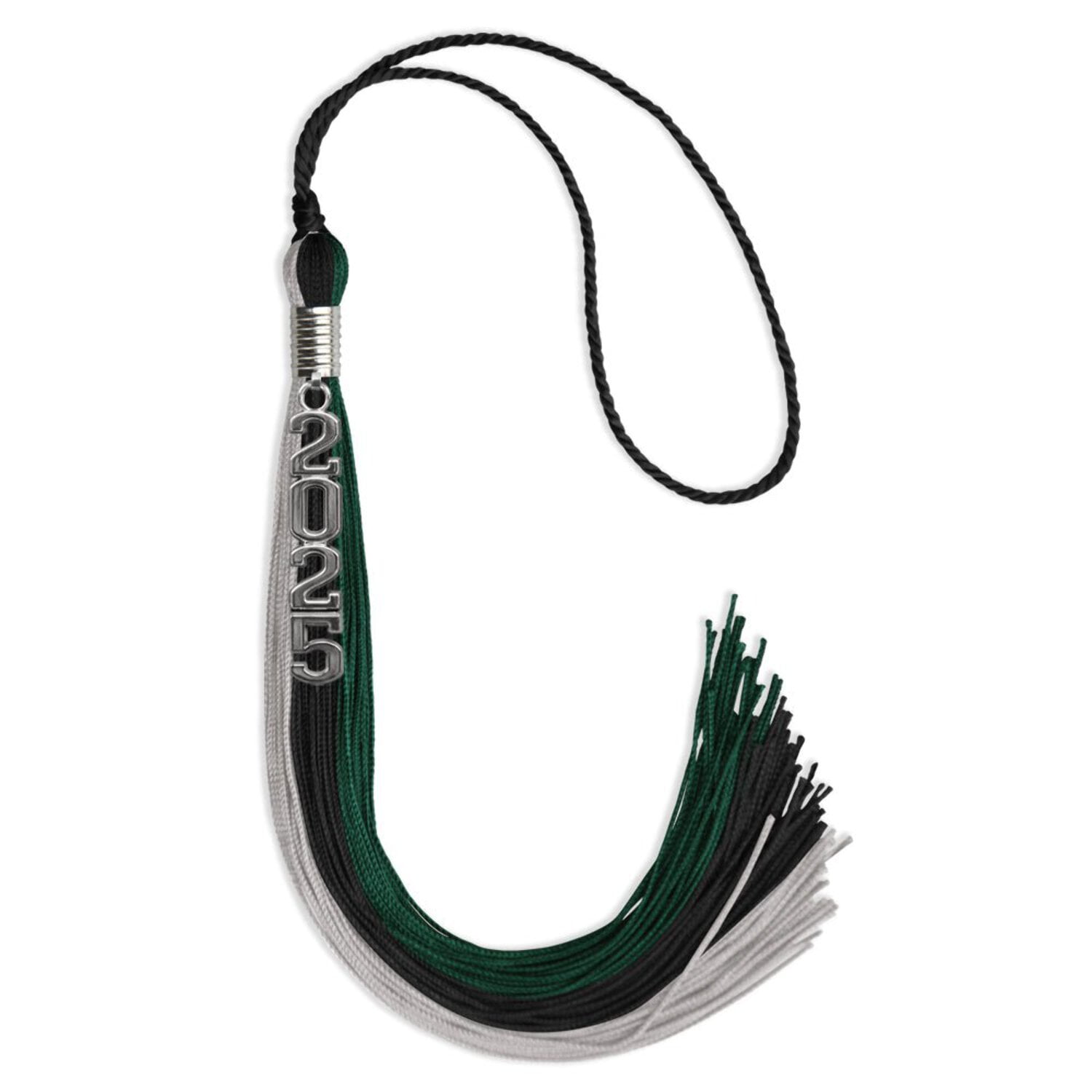 Endea Graduation Black/Teal/Grey Graduation Tassel with Silver Stacked ...