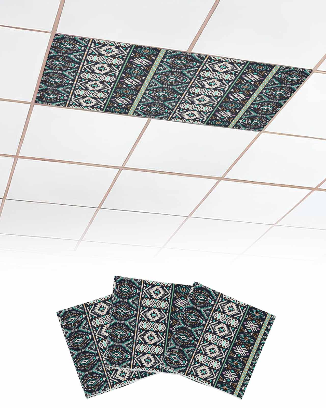 Black Teal Purple Southwestern Fluorescent Light Covers for Ceiling ...