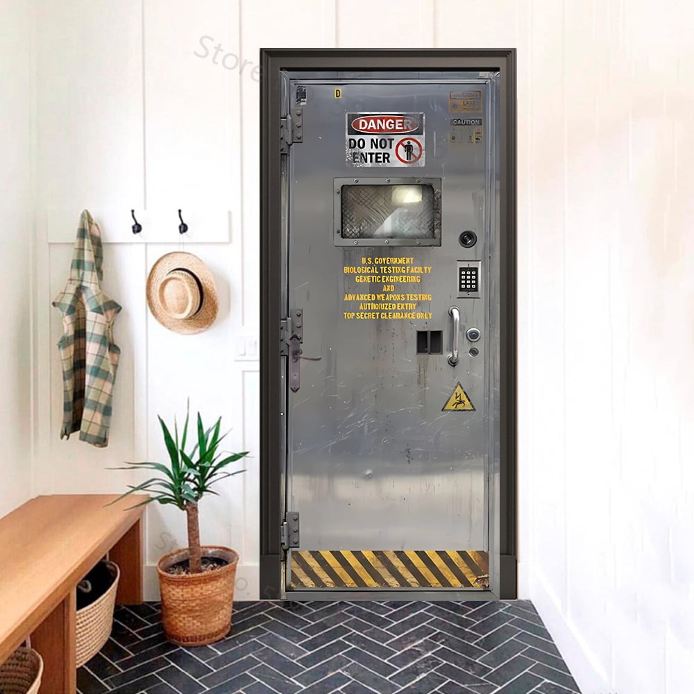 Black Technology Full Door Stickers Vinyl Wallpaper Modern Design PVC ...