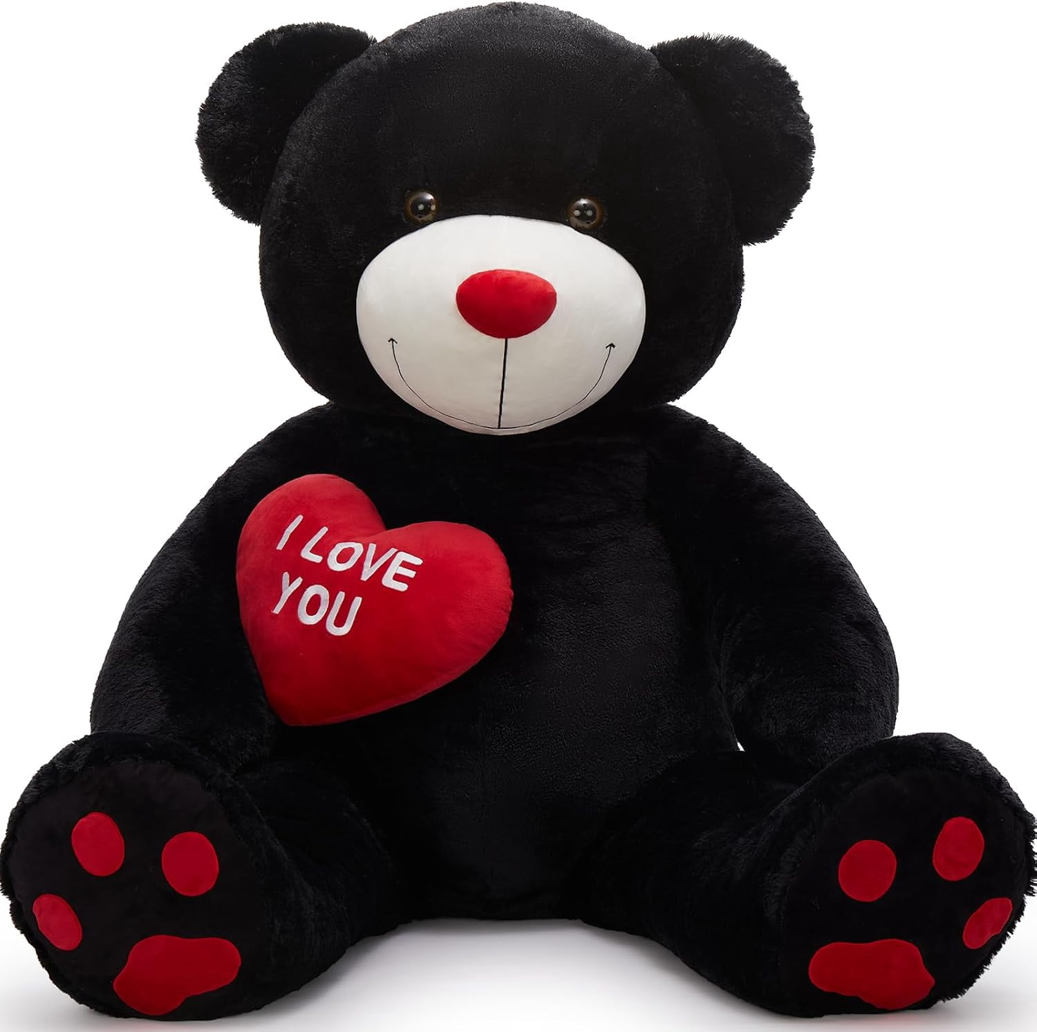 Black Teddy Bear 6ft Stuffed Animals - “I Love You” Red Heart Jumbo ...