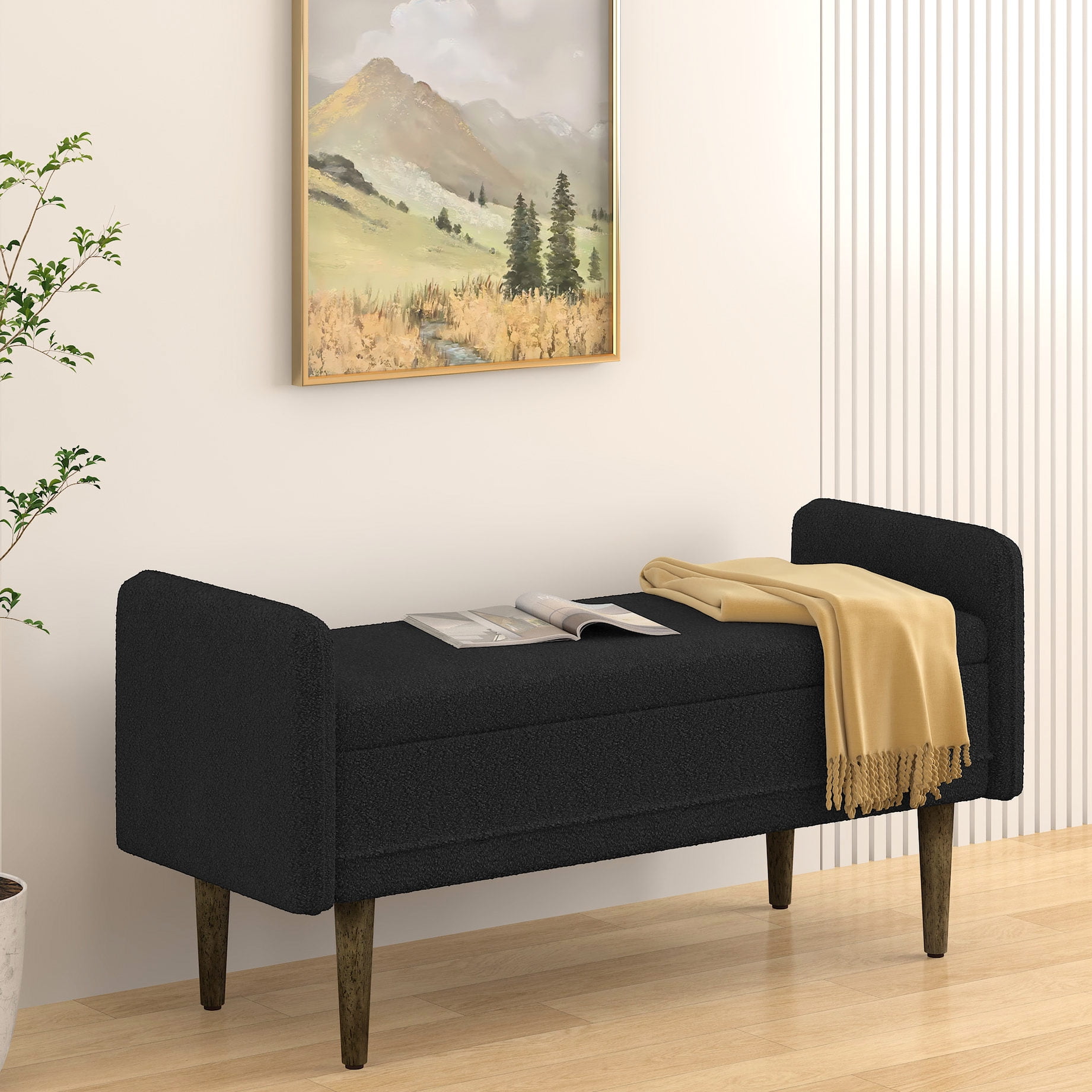 Black Teddy Velvet Storage Stool | Multifunctional in Different Home ...