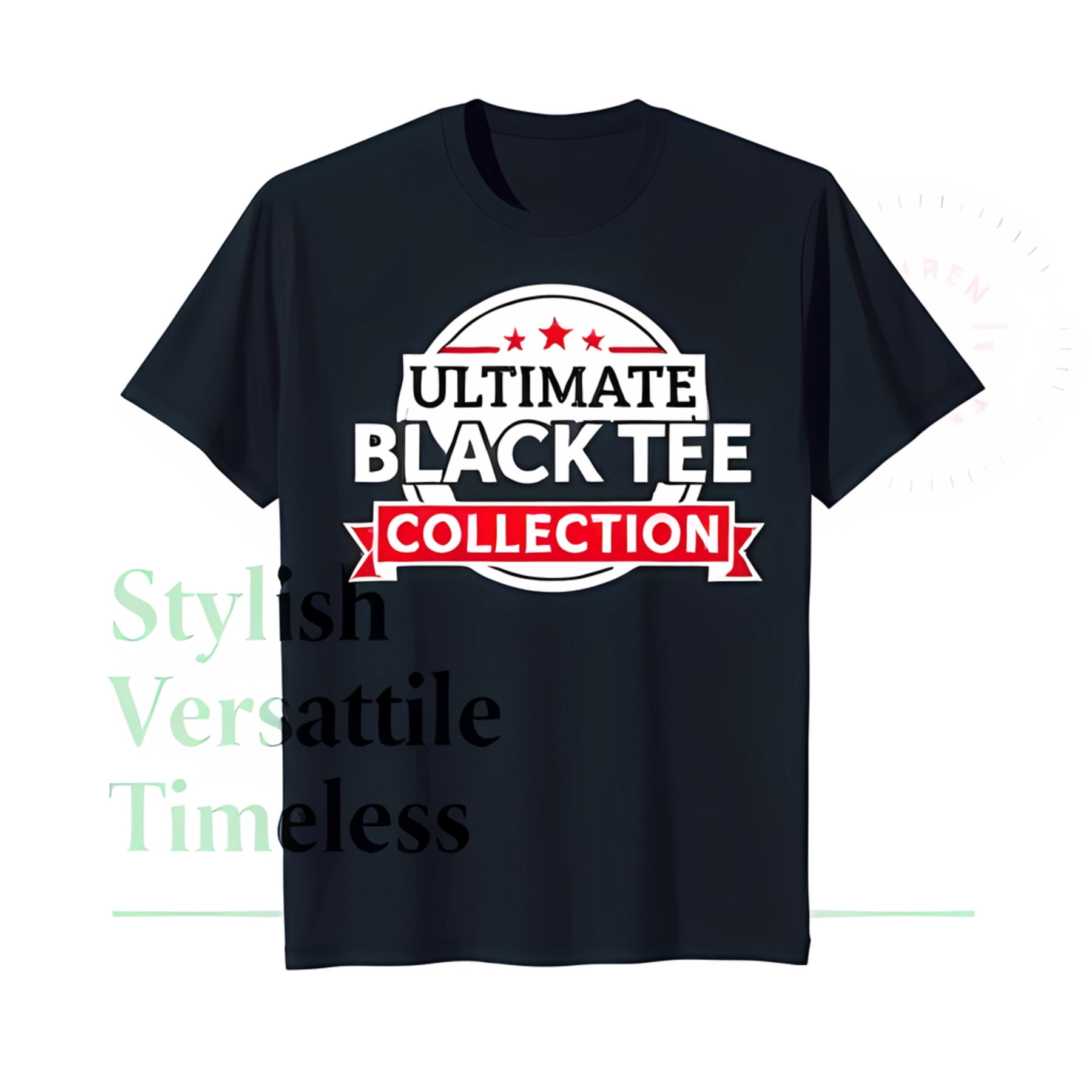 Black Tee with Bold White Circle & Red Star Design Stylish & Timeless ...