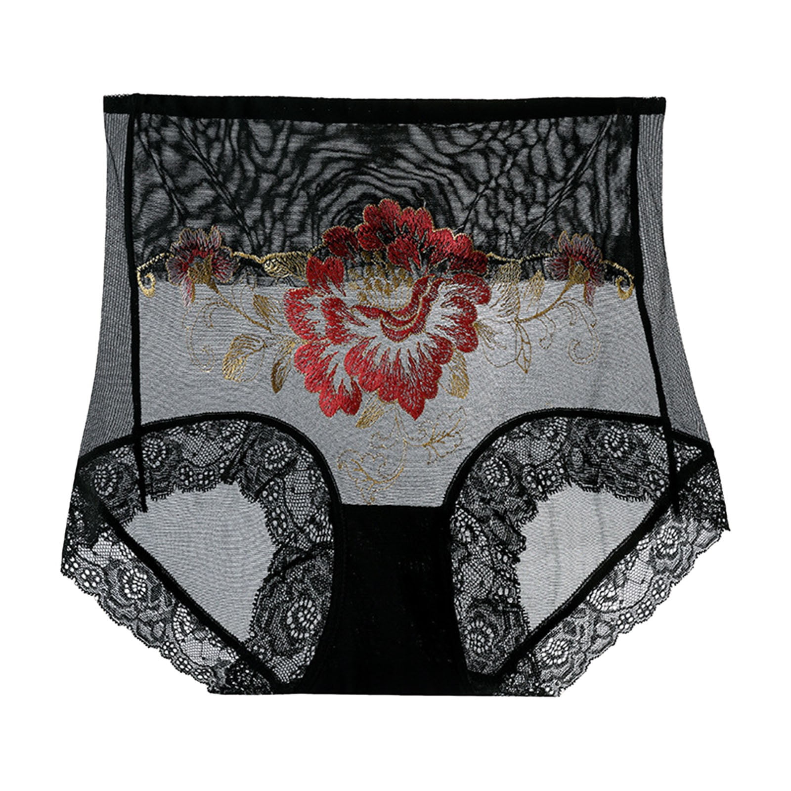 Black Teen Girls Plus Size Lingeries Underwear for Women Lace Cut Out Hollow Out High Leg Butt ...