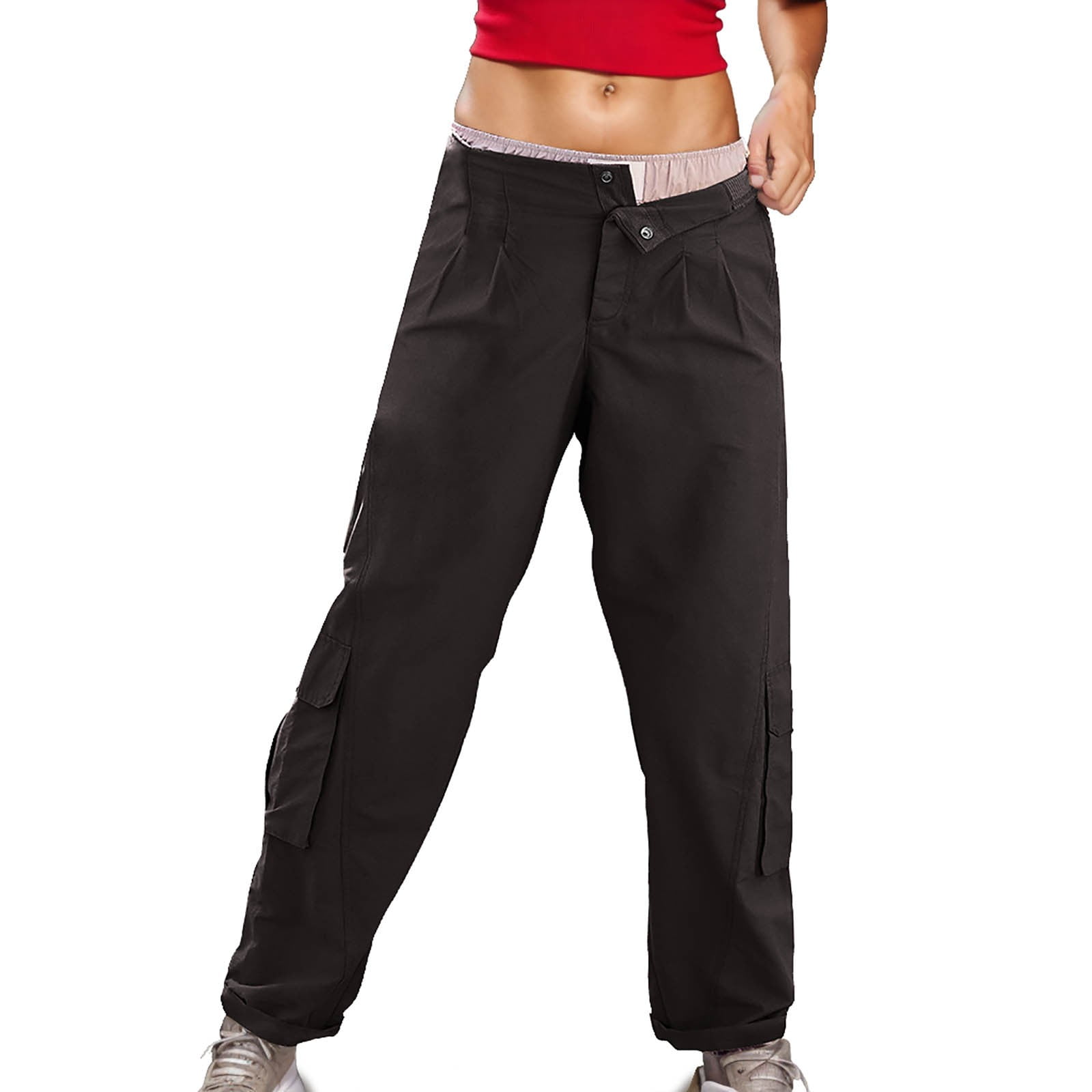 Black Teen Girls Trousers Pants Sweat Pants for Women Wild Cargo Track Athletic Yoga Stretch ...