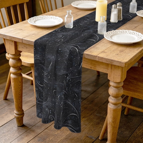 Black Texture 4.5ft Cheesecloth Table Runner for Dining 19