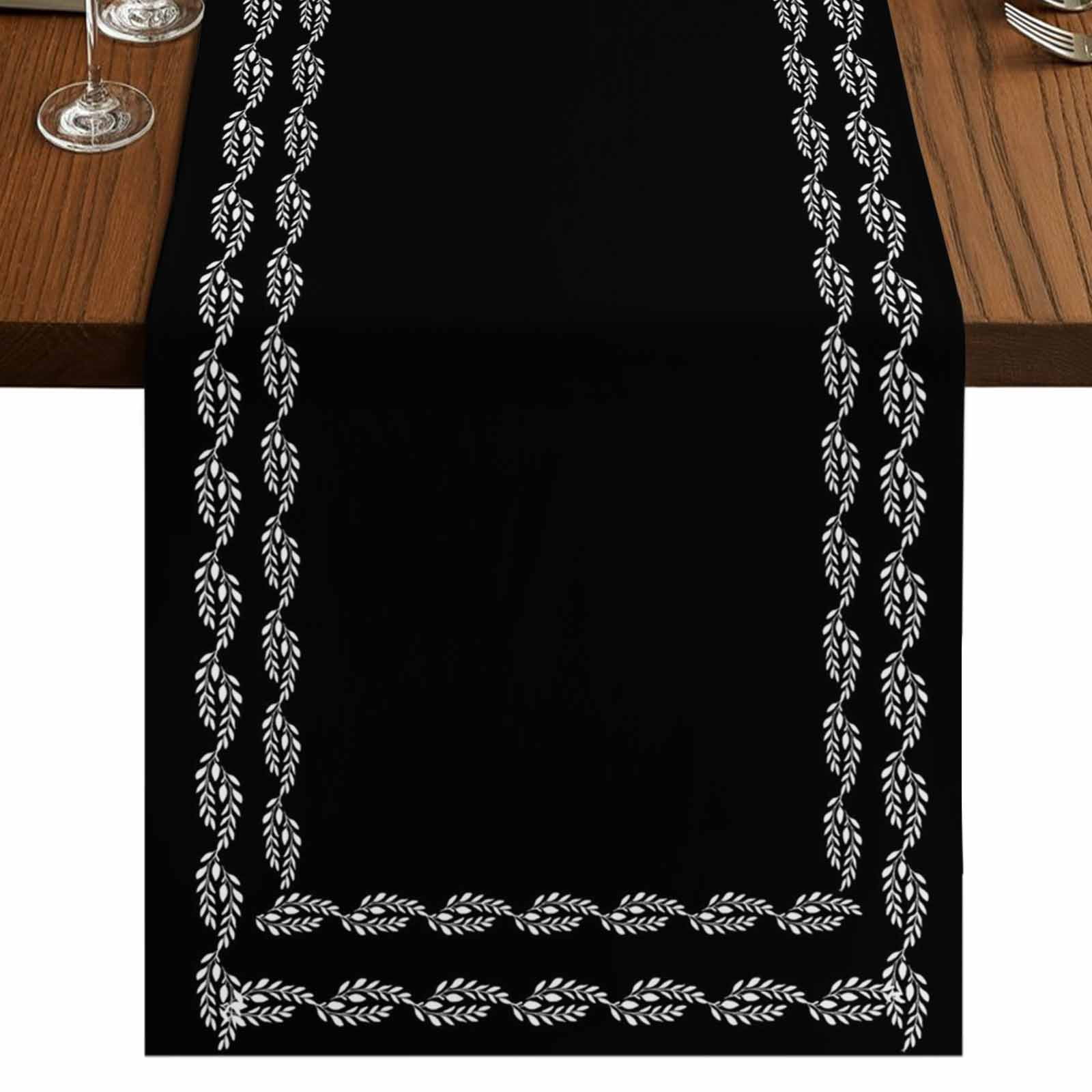 Black Textured Burlap Cotton Table Runner 13x108 Inches Long, Farmhouse ...