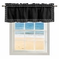 Black Textured Woven Pattern Valances for Windows, Rod Pocket Kitchen ...