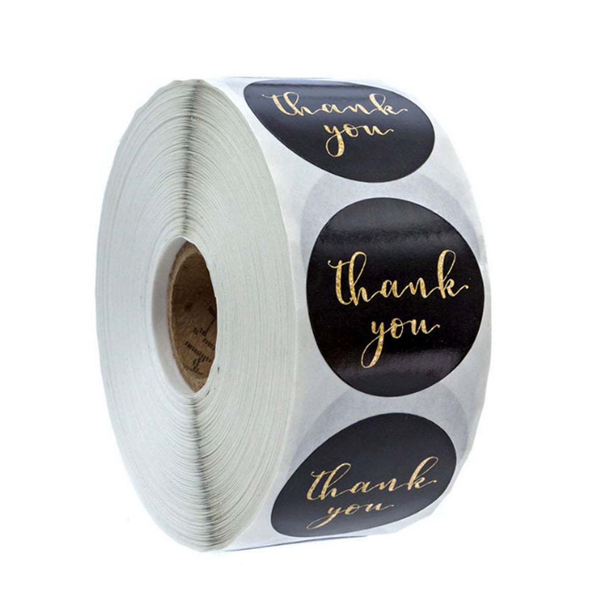 Black Thank You Stickers, 1.5" Circle Design, 500 Pieces per Roll for ...