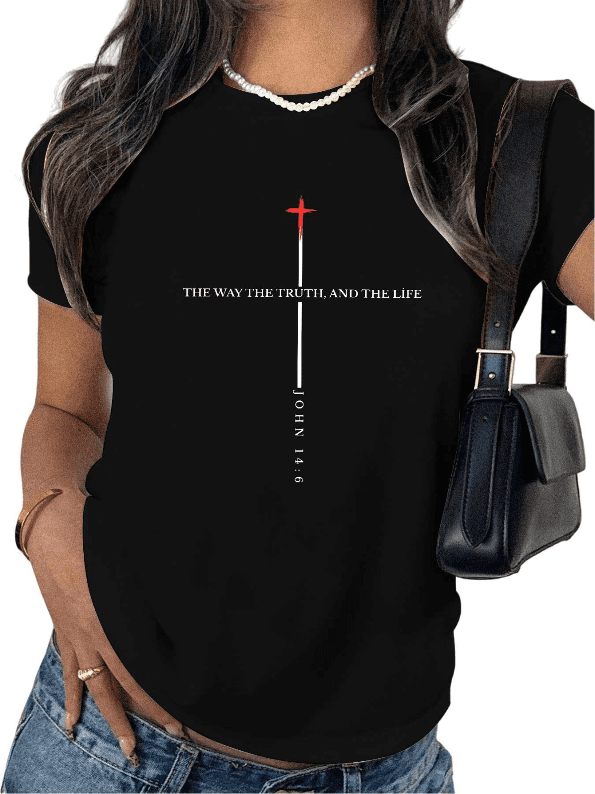 Black The Way The Truth And The Life Red Cross T-Shirt Christian Faith ...
