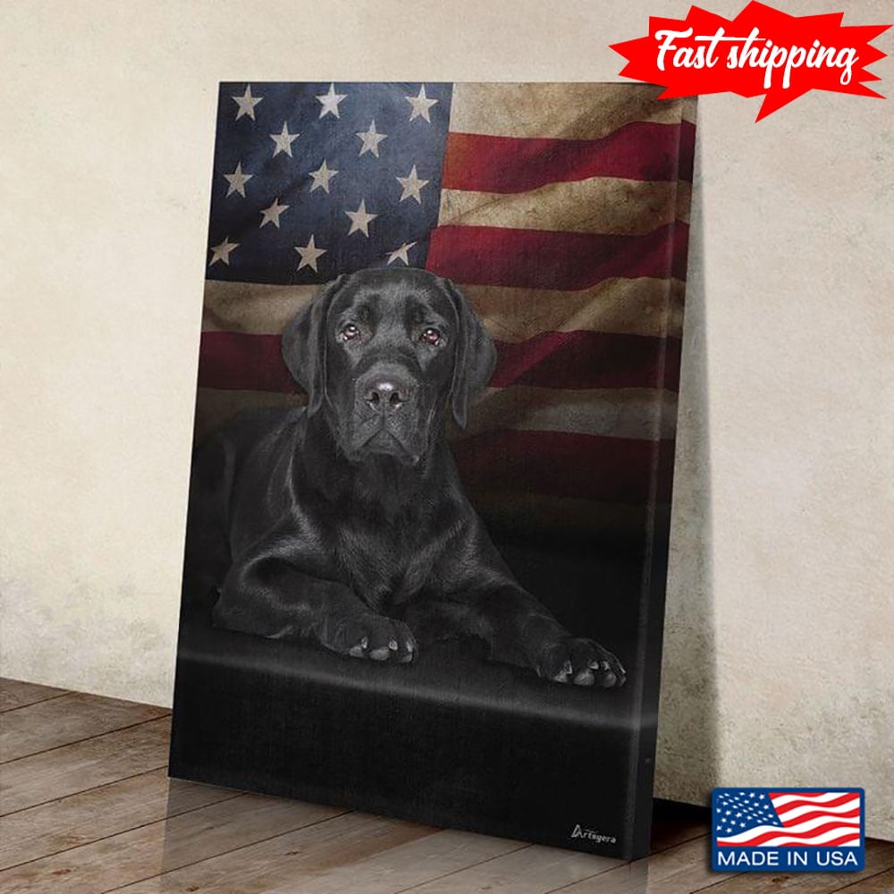 Black Theme Independence Day Black Labrador Retriever Dog And American ...