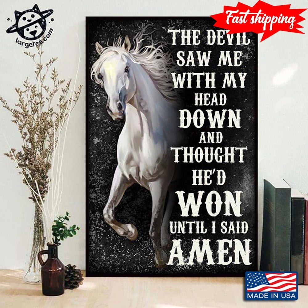 Black Theme White Horse With Jesus Cross On Forehead The Devil Saw Me ...