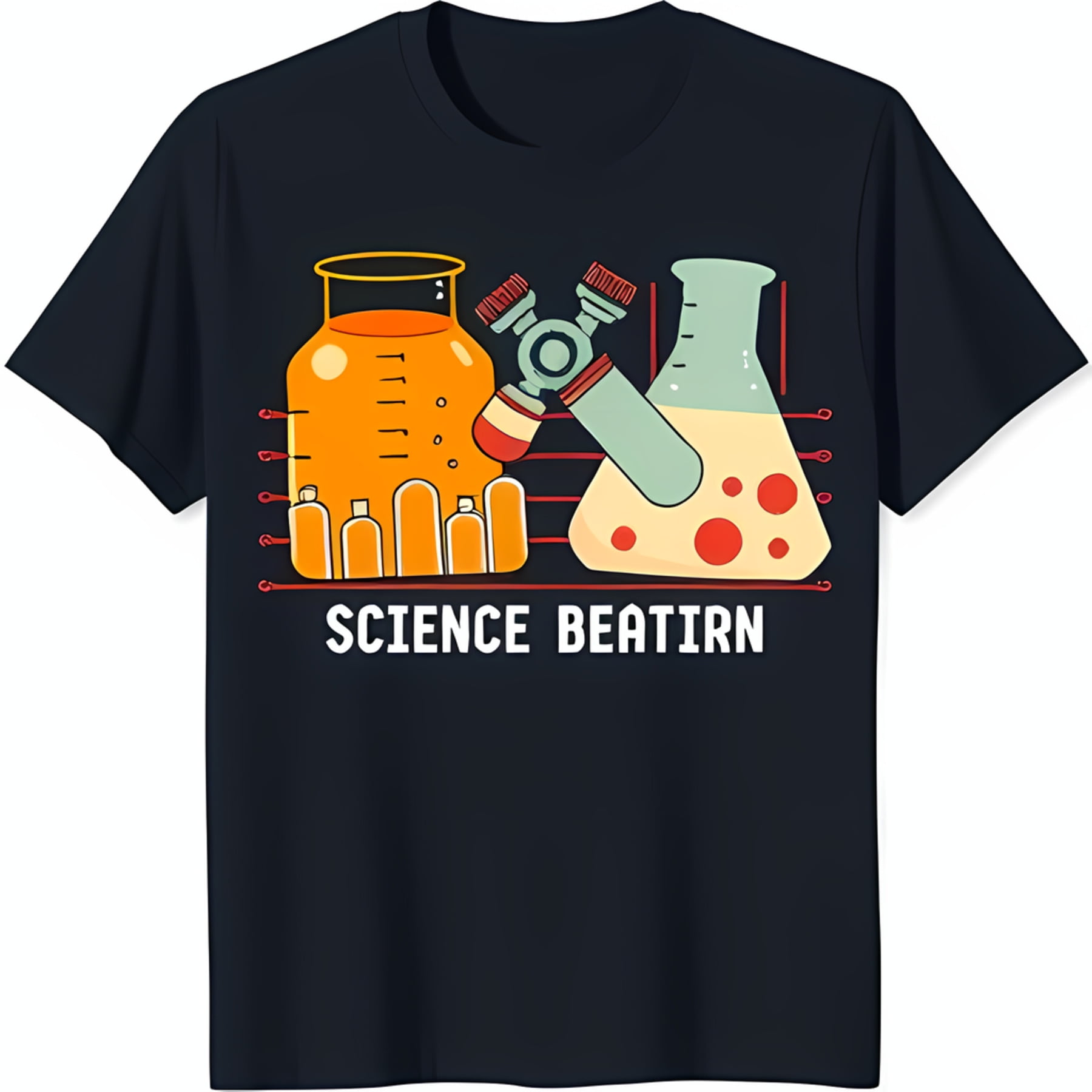 Black Themed T-Shirt with Beakers and Graphic Design - Walmart.com
