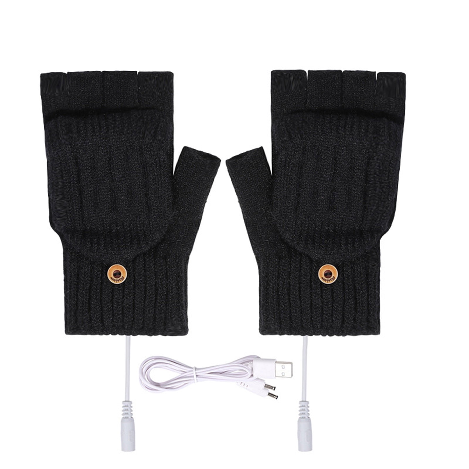 Black Thermal Heated Gloves All Finger Operation Constant Heat 45C Far ...