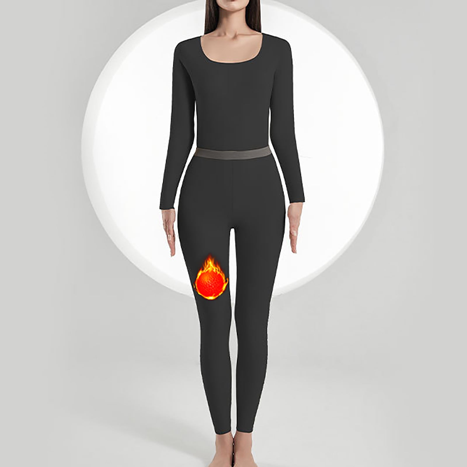 Black Thermal Nnderwear Set Warm Underwear for Women Long Base Wear A ...