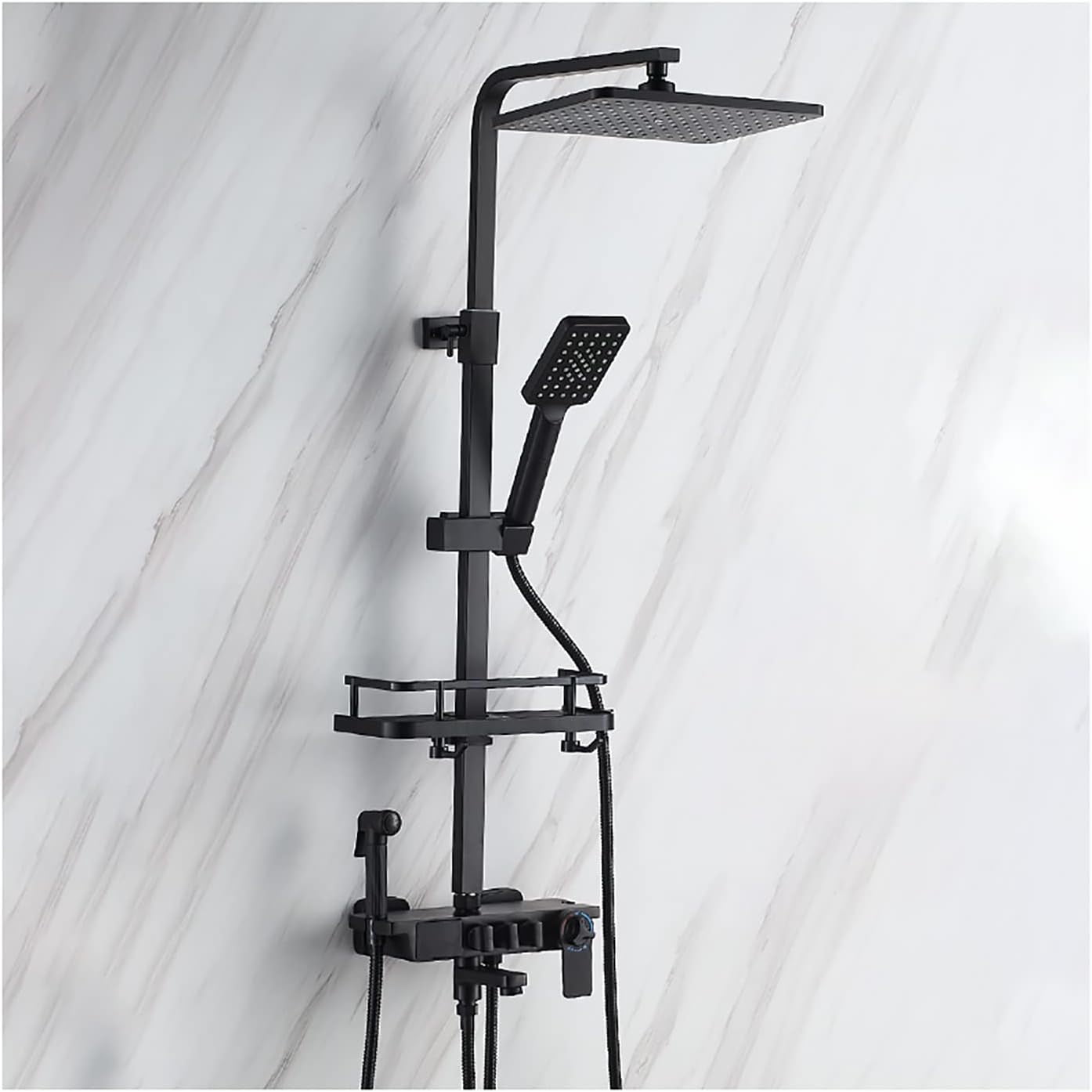 Black Thermostatic Shower System with Shower Head, LED Digital Display ...