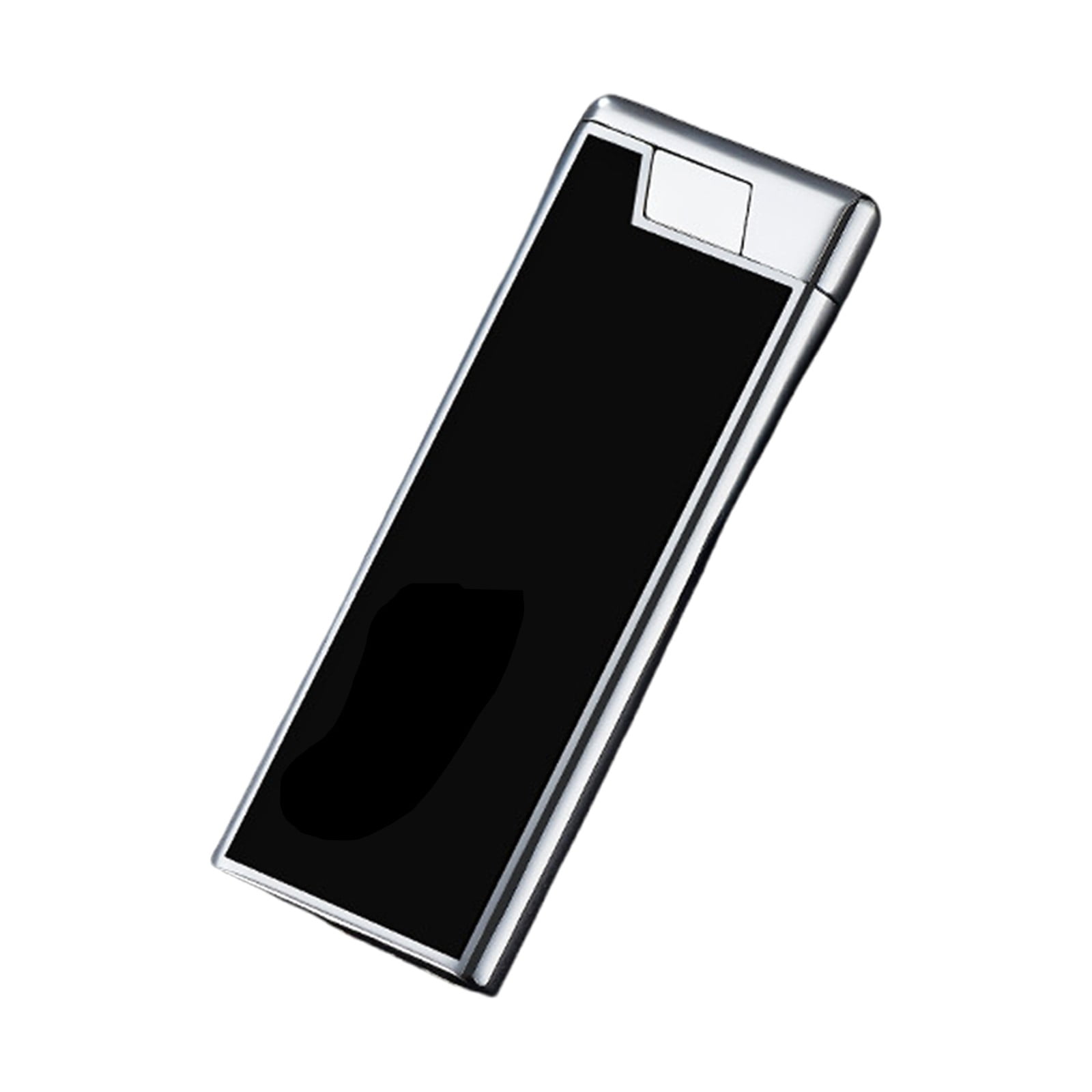 Black Thin Metal Windproof Lighter With Refillable Butane Fuel And ...