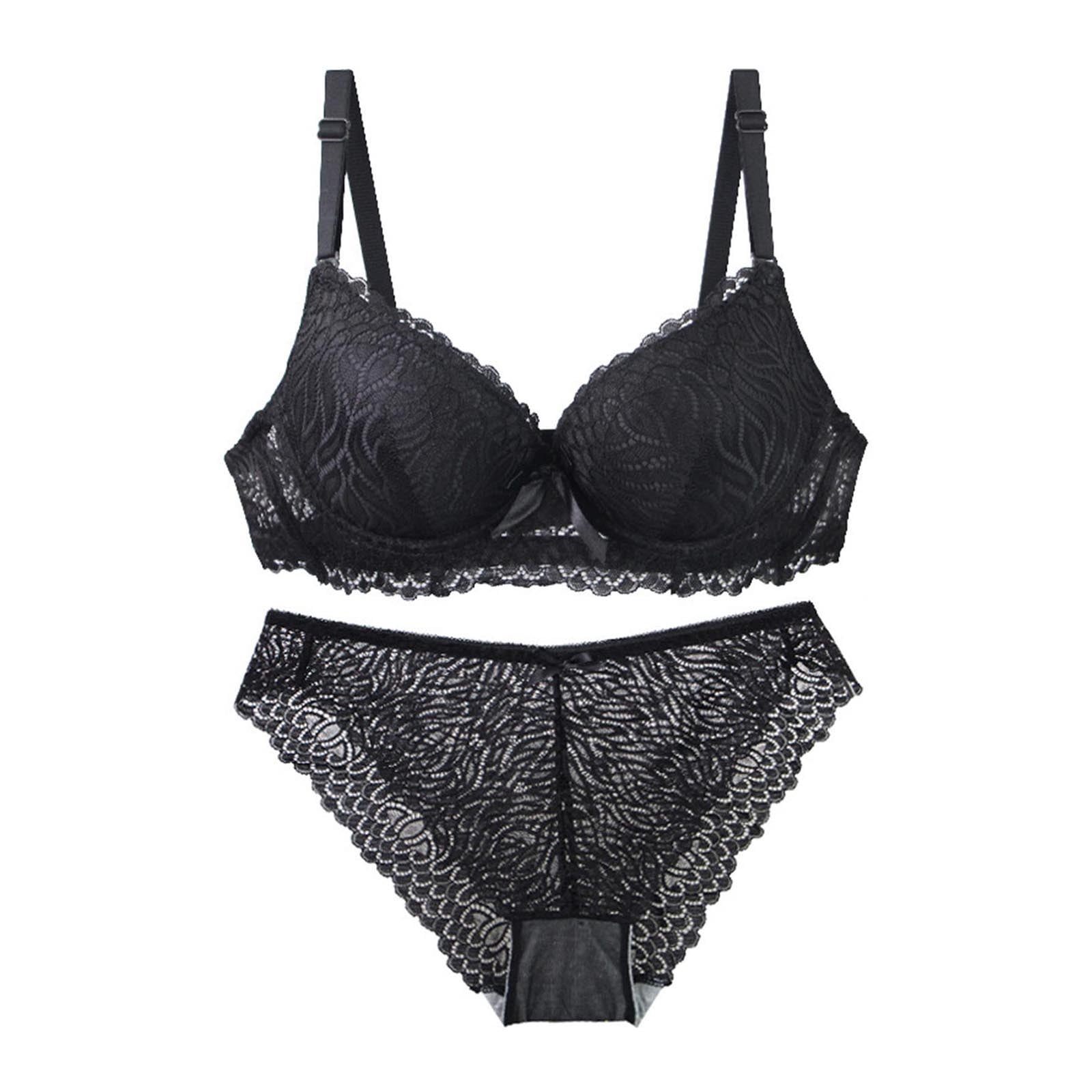 Black Thin Underwire Lifting Anti Sagging Push Up Bra Set For Women Bc ...