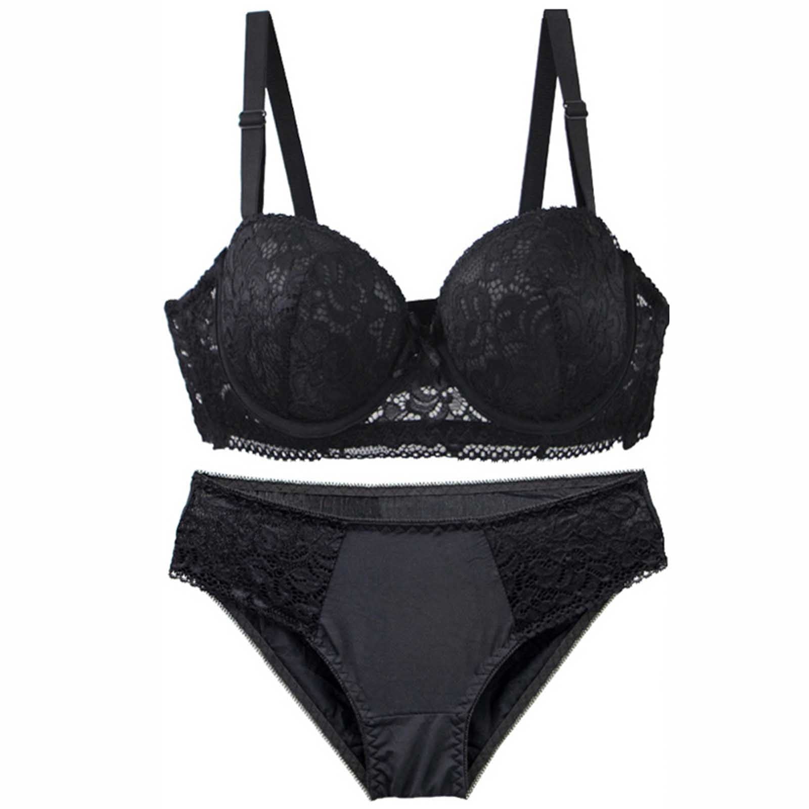 Black Thin Underwire Lifting Anti Sagging Push Up Bra Set For Women Bc ...