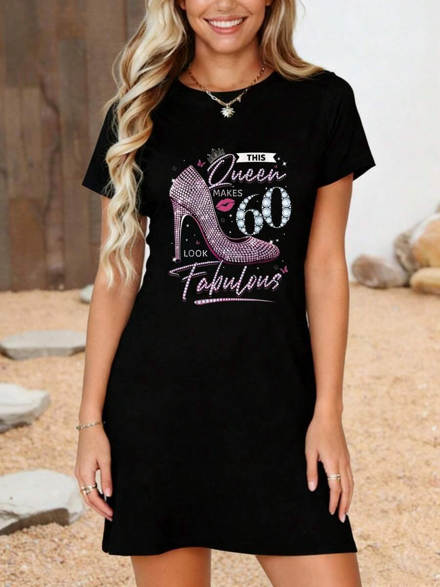 Black This Queen Makes 60 Looks Fabulous T-Shirt Dress For Women ...