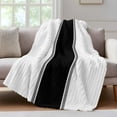 Black Throw Blanket for Couch Stripes Solid Color Soft and Warm Flannel ...