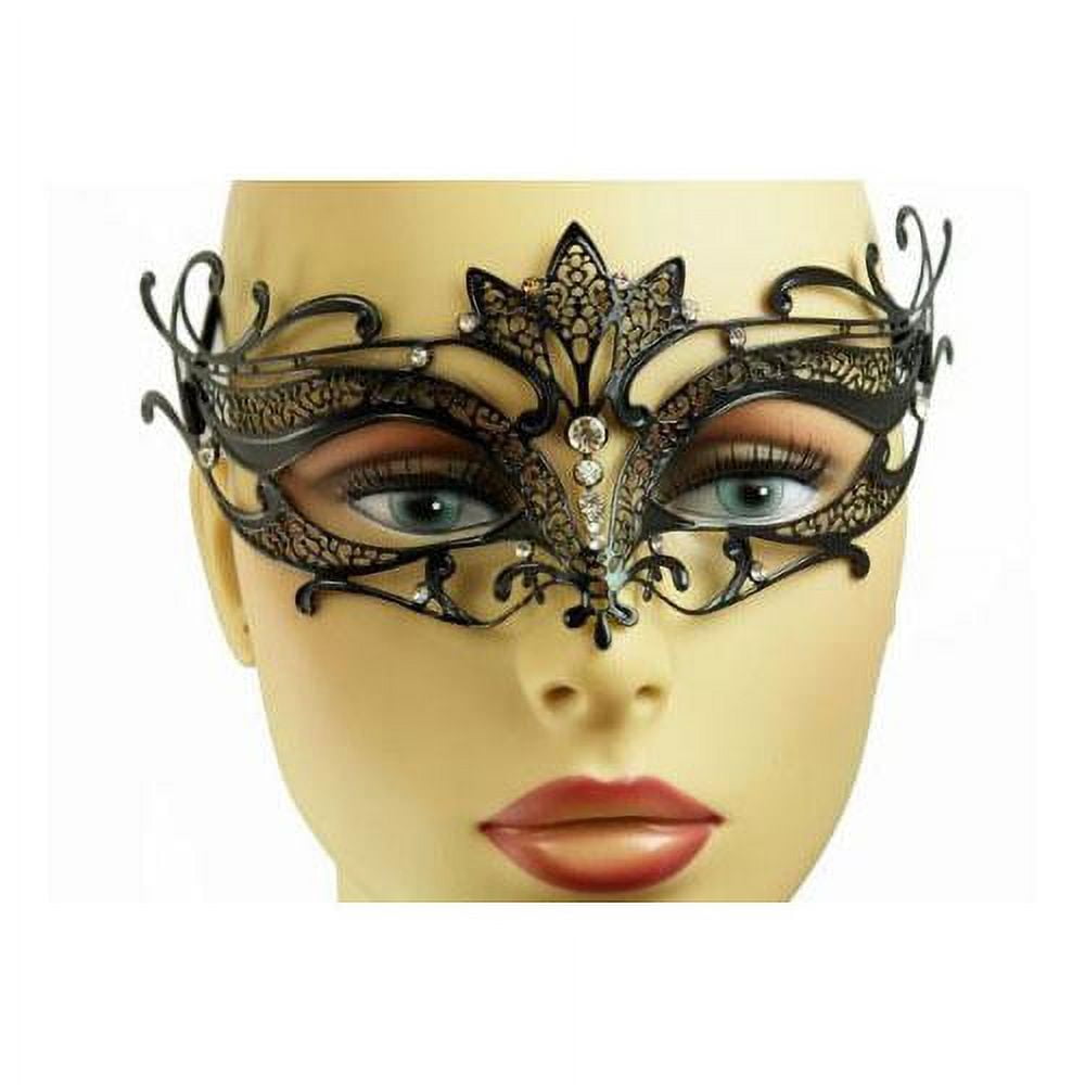Black Tiara Venetian Laser Cut Metal Masquerade Mask - Walmart.com