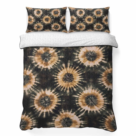 Black Tie Dye Art 3 Piece Quilt Bedding Set with 2 Pillow Shams ...