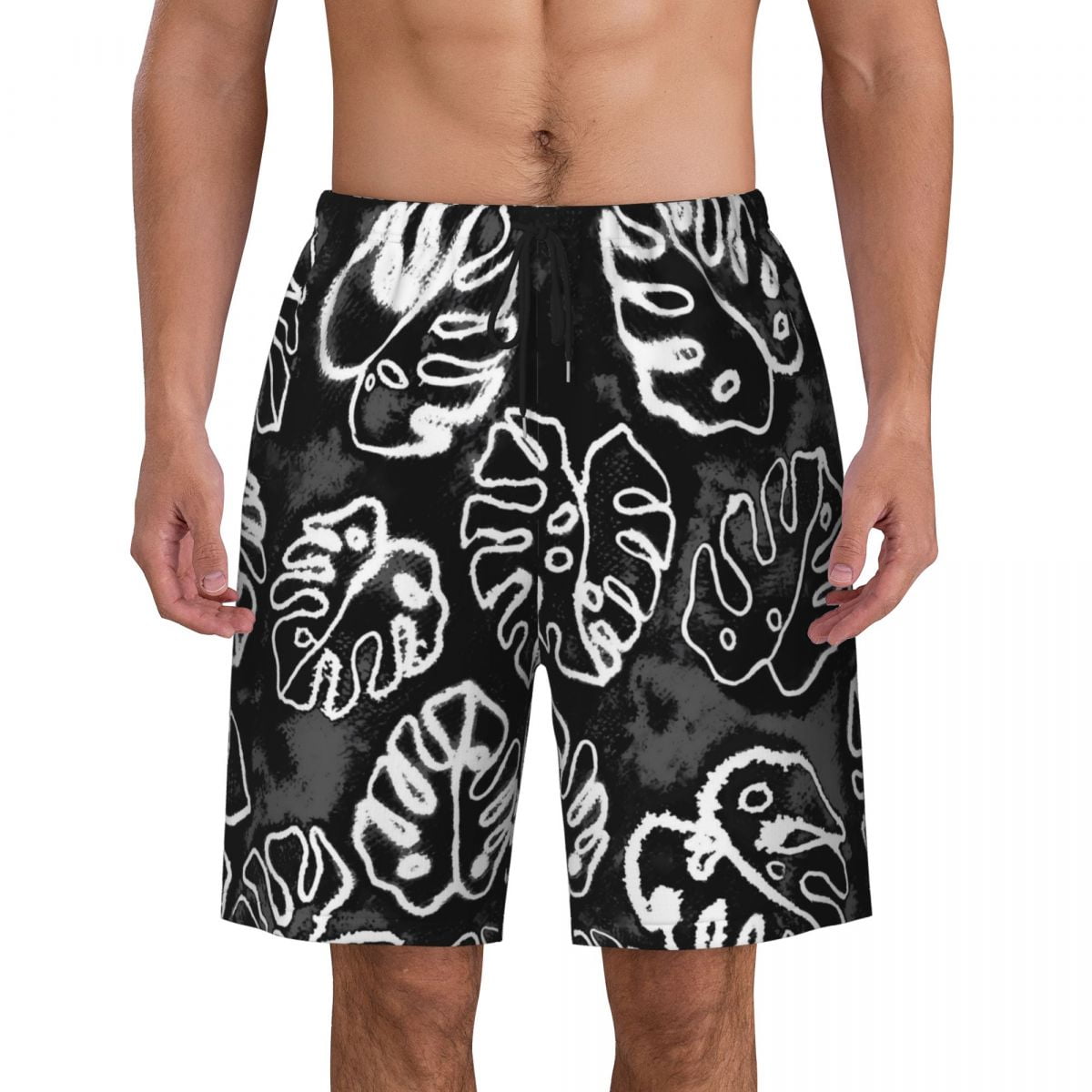 Black Tie Dye Board Shorts Summer Blue Spiral Print Classic Beach Short ...