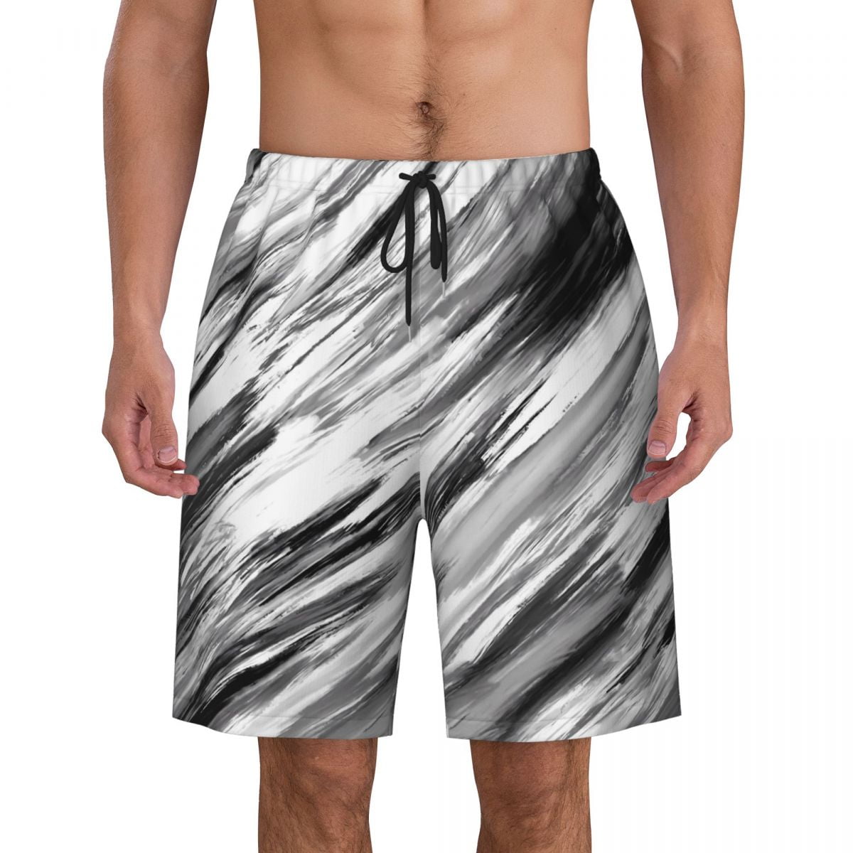 Black Tie Dye Board Shorts Summer Blue Spiral Print Classic Beach Short ...