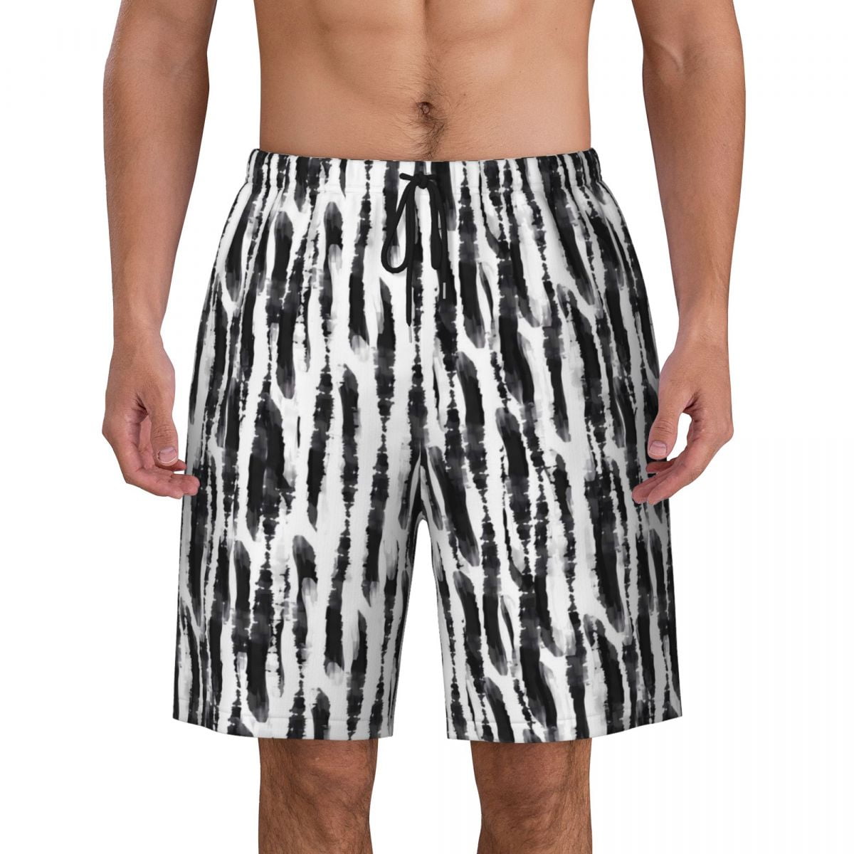 Black Tie Dye Board Shorts Summer Blue Spiral Print Classic Beach Short ...