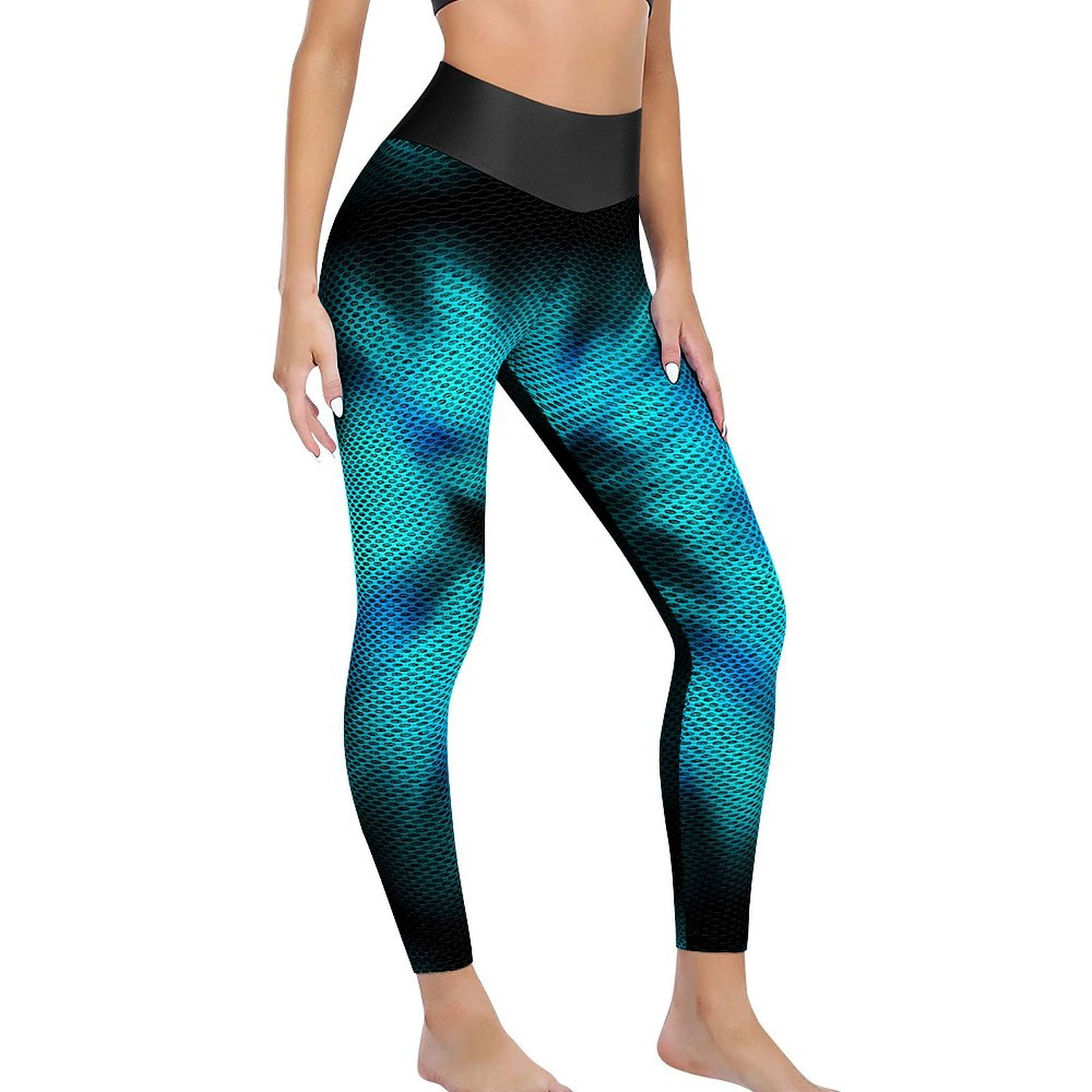 Black Tie Dye Print Yoga Pants Abstract Striped Fitness Leggings Push ...