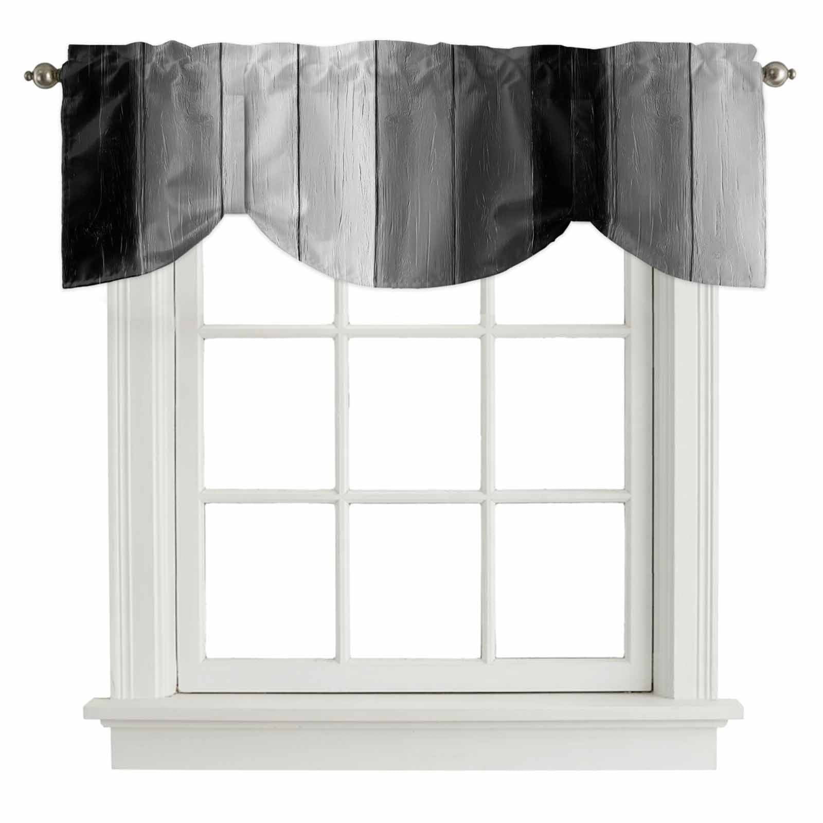 Black And Tie Up Valance Curtains White Grey Gradient Wood Grain ...