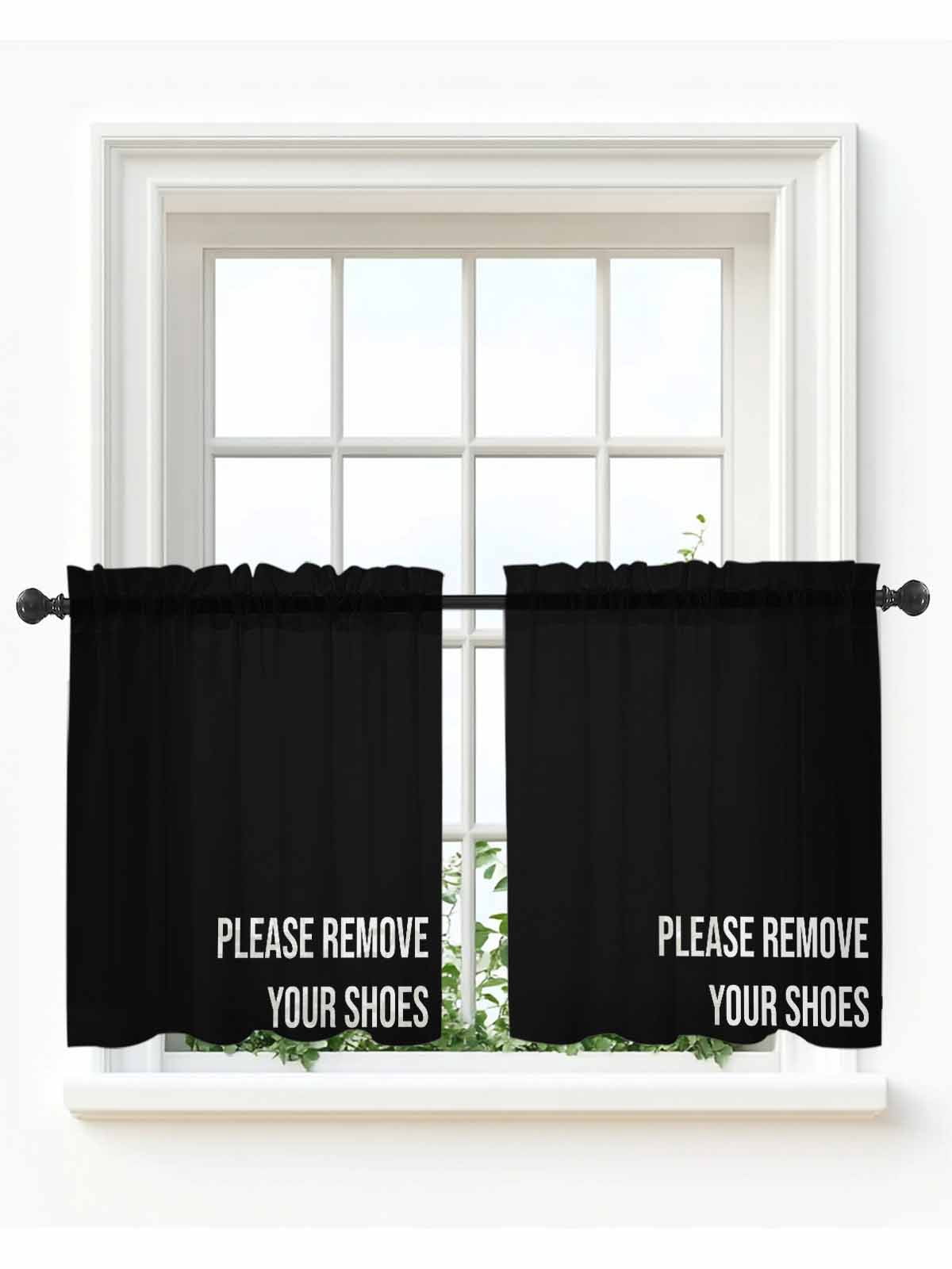Black Tier Curtains 24 Inch Length, Sheer Curtains for Bedroom Living ...