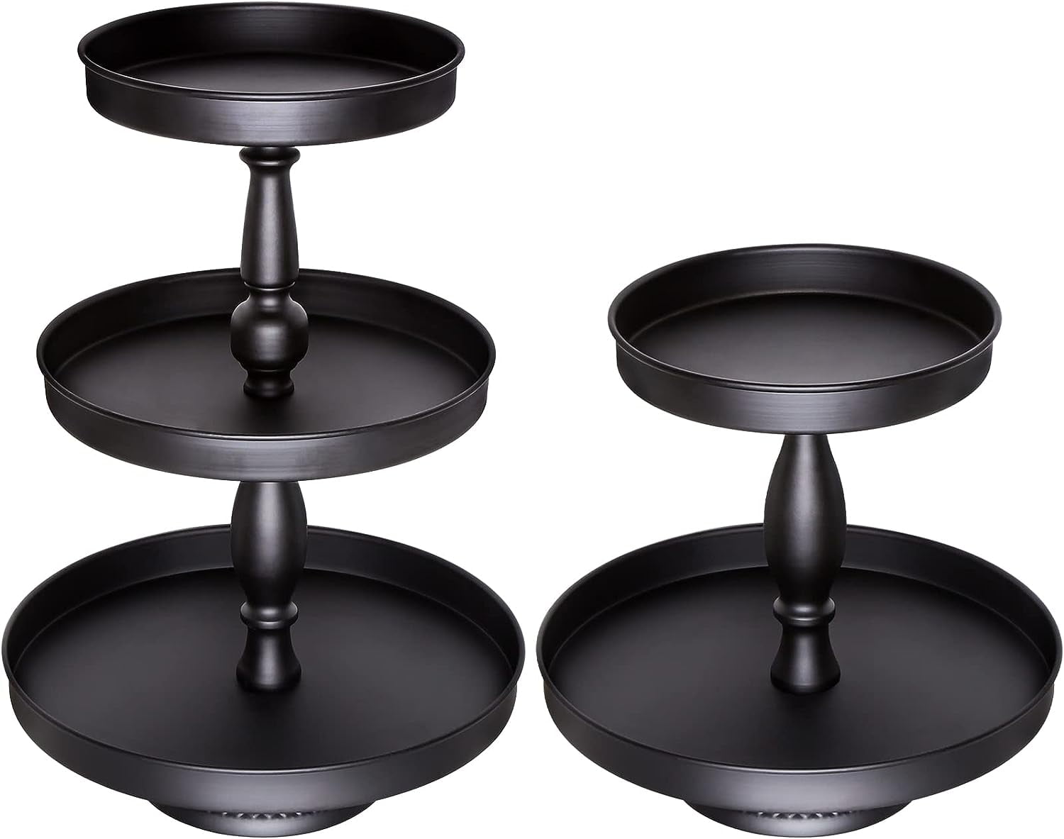 Black Tiered Serving Tray Set of 2, Metal Cupcake Stands for Over 50 ...