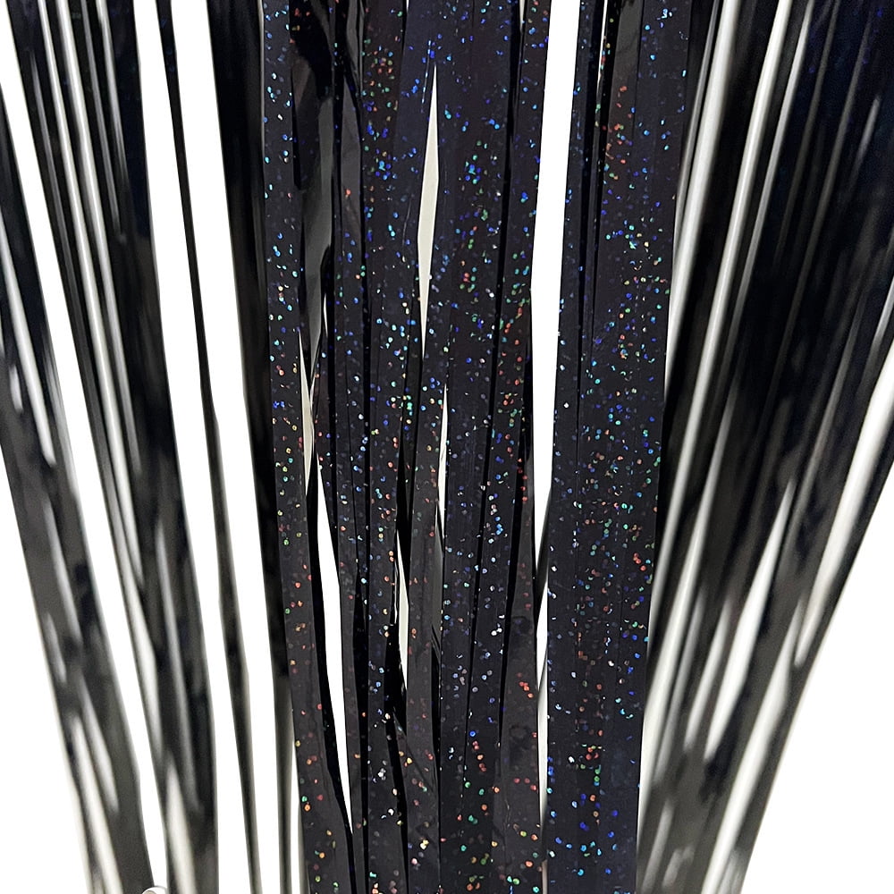 Black Tinsel Curtain Party Backdrop Glitter - Party Streamers Backdrop ...