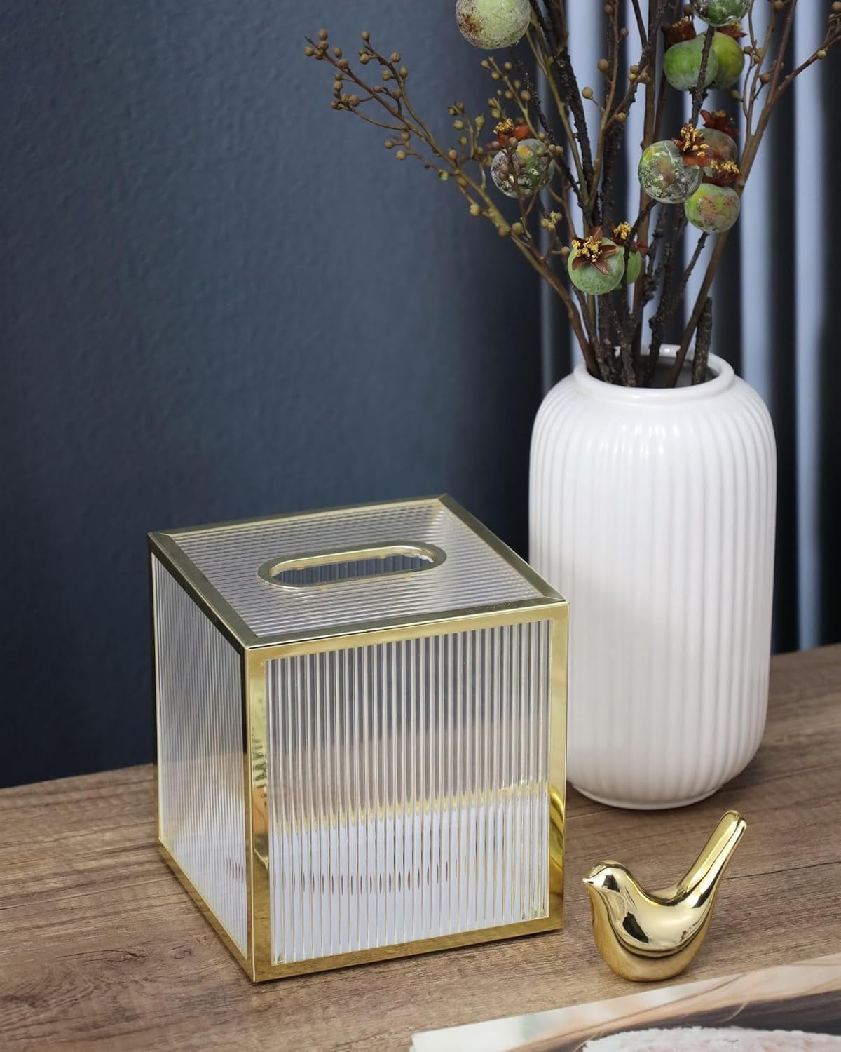 Black Tissue Box Cover,Quilted Leather Tissue Box Holder with Magnetic ...