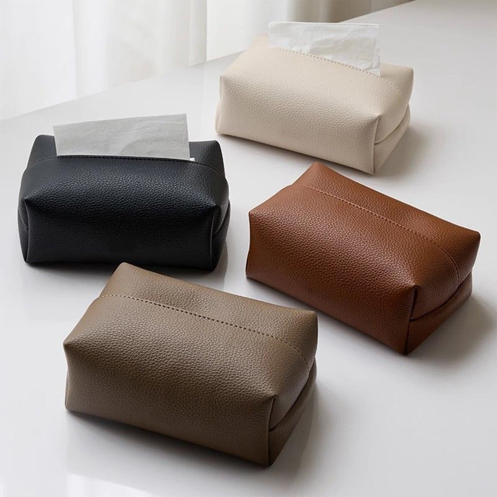 Black Tissue Box Cover Rectangle Tissue Box Cover Leather Tissue Box ...