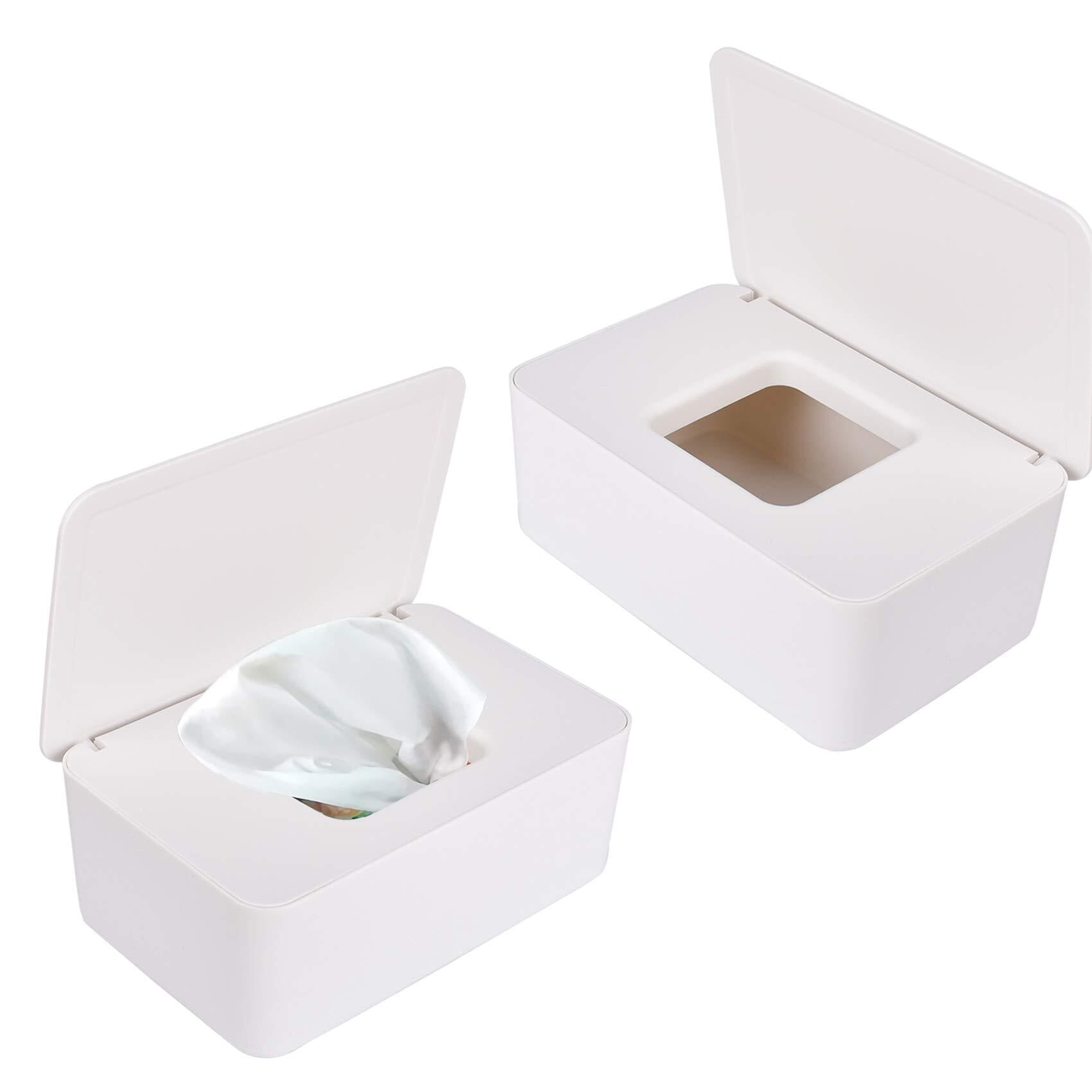 Black Tissue Box Cover, Refillable Baby Wipes Dispenser with Sealed Lid ...