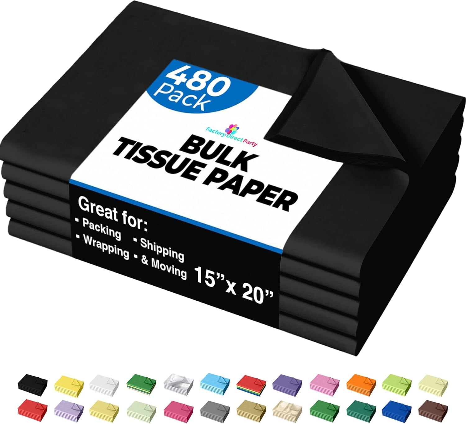 Black Tissue Paper for Gift Bags - 15" X 20" Bulk Tissue Paper Black ...