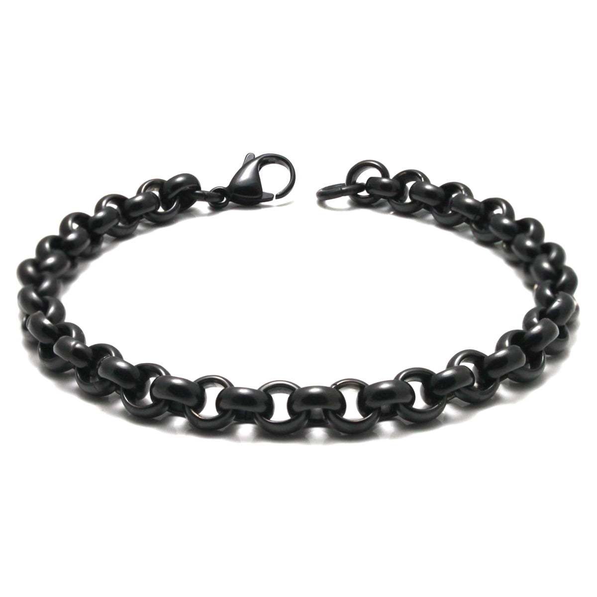 Black Titanium 6MM Rolo Link Bracelet 8" - Walmart.com