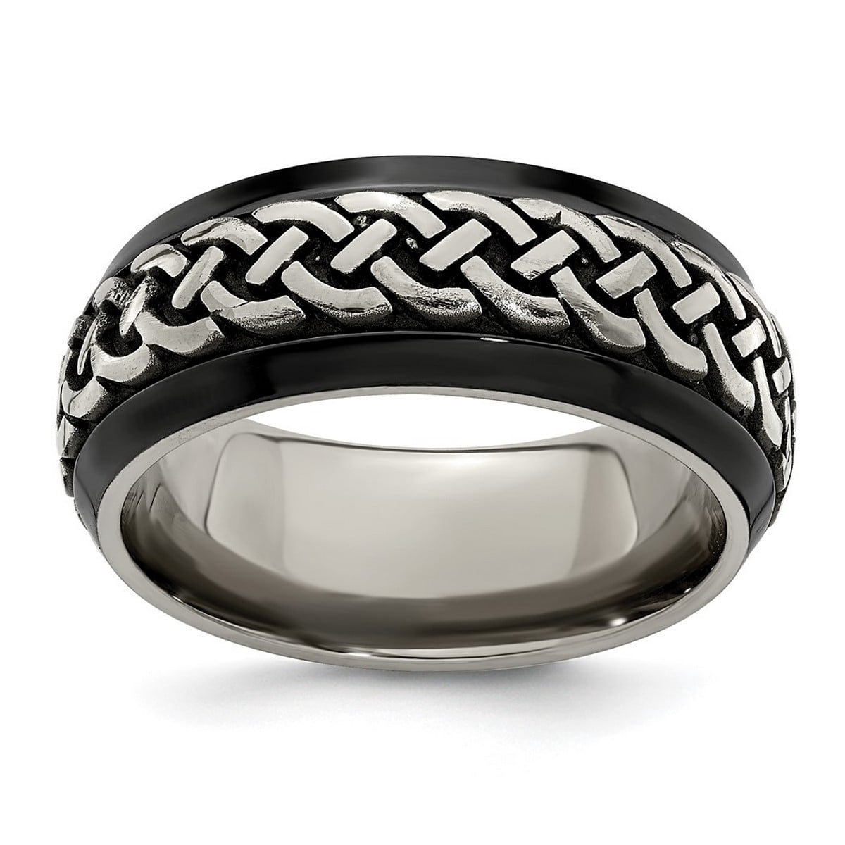 Black Titanium Patterned and-Titanium Casted 9mm Band Size 13-Band ...