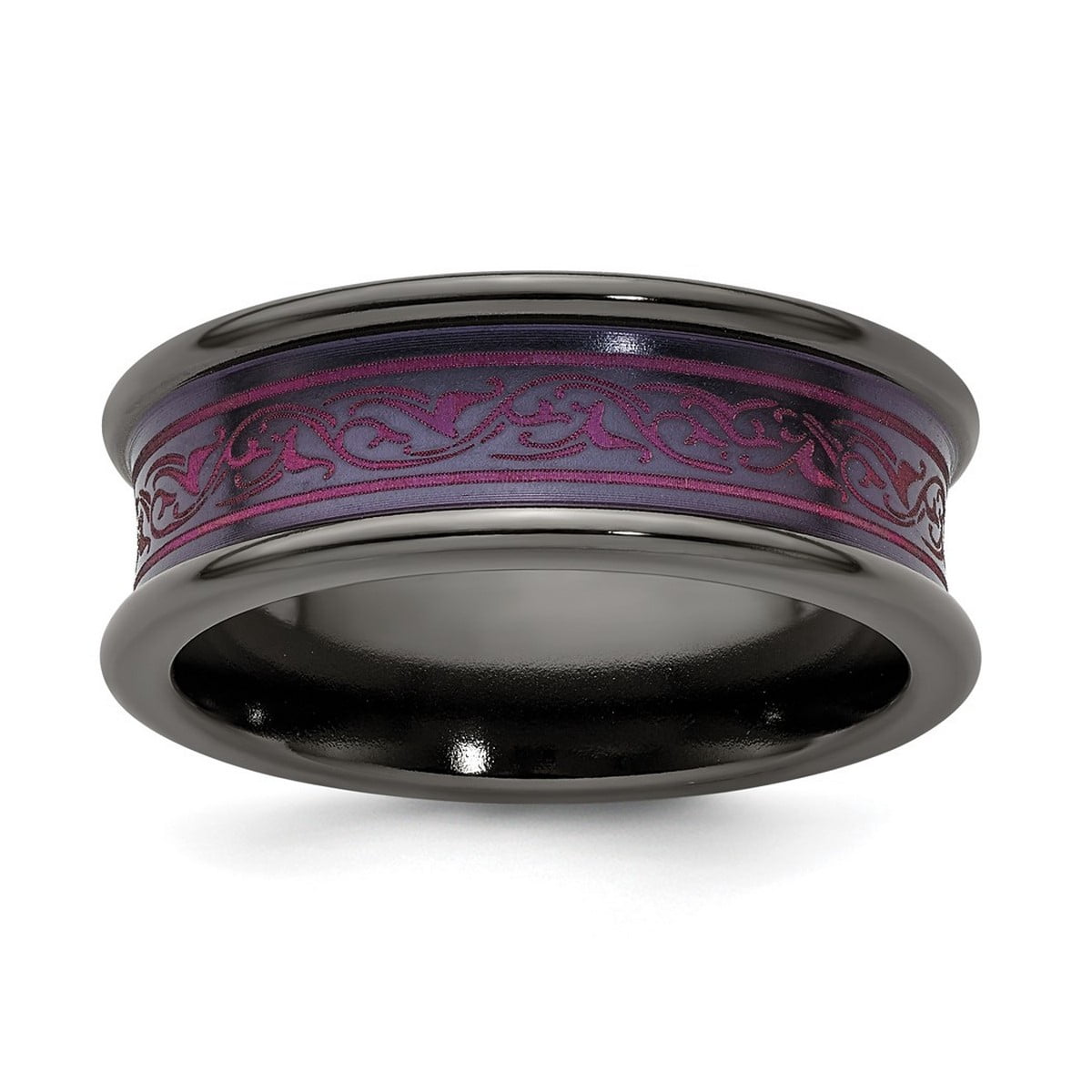 Black Titanium Polished Pink Anodized With Laser Pattern 8mm Concave ...