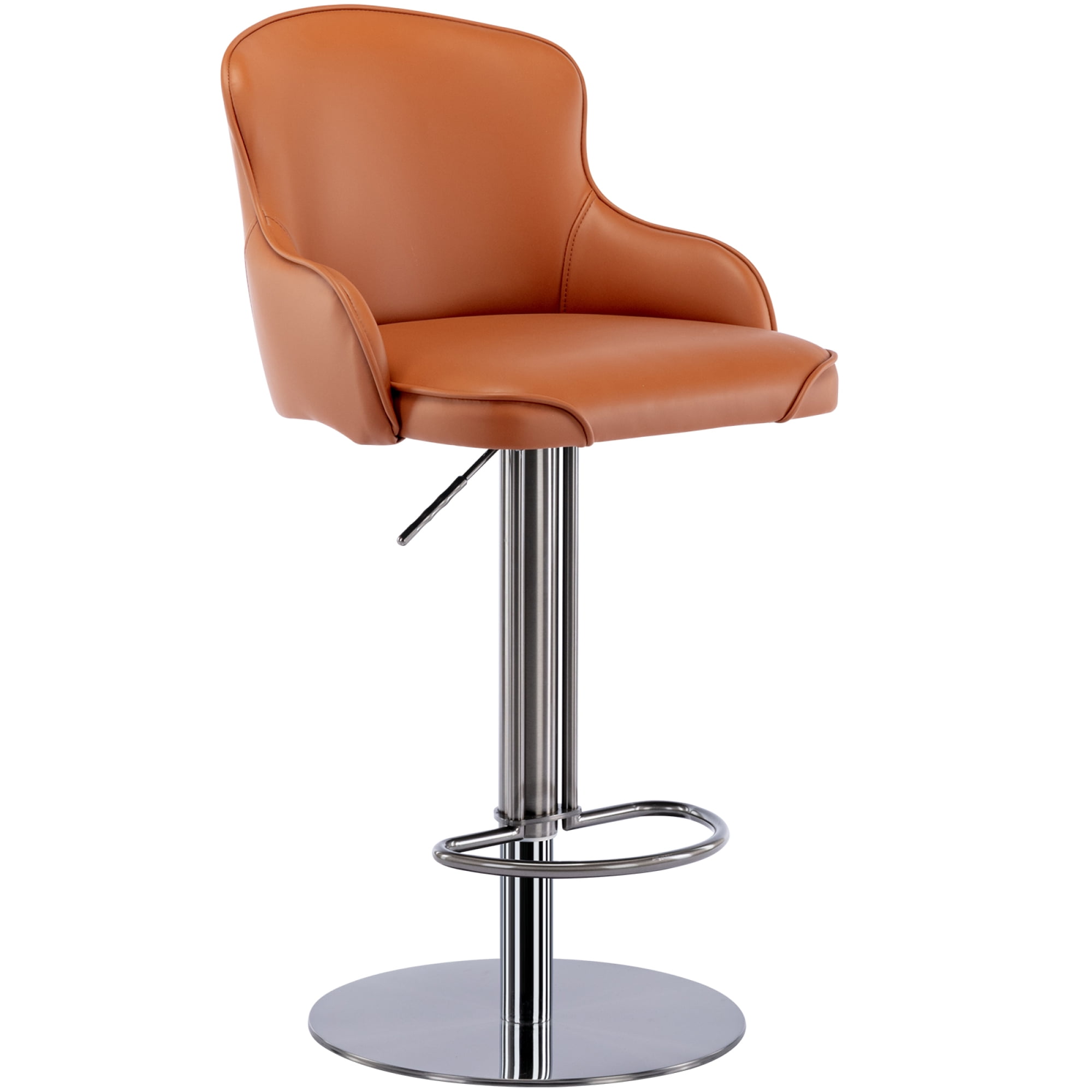 Black Titanium Stainless Steel Bar Stool, Modern Leather Bar Chair with ...