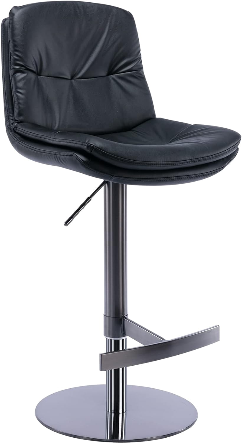 Black Titanium Stainless Steel Bar Stools,Grade, Faux Leather Bar Chair ...