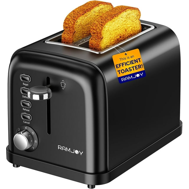 Black Toaster 2 Slice, Extra Wide Slot Toaster for Bagels, Bread ...