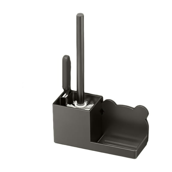 Black Toilet Brush Holder Wall Mounted Bathroom Organizer with Storage ...