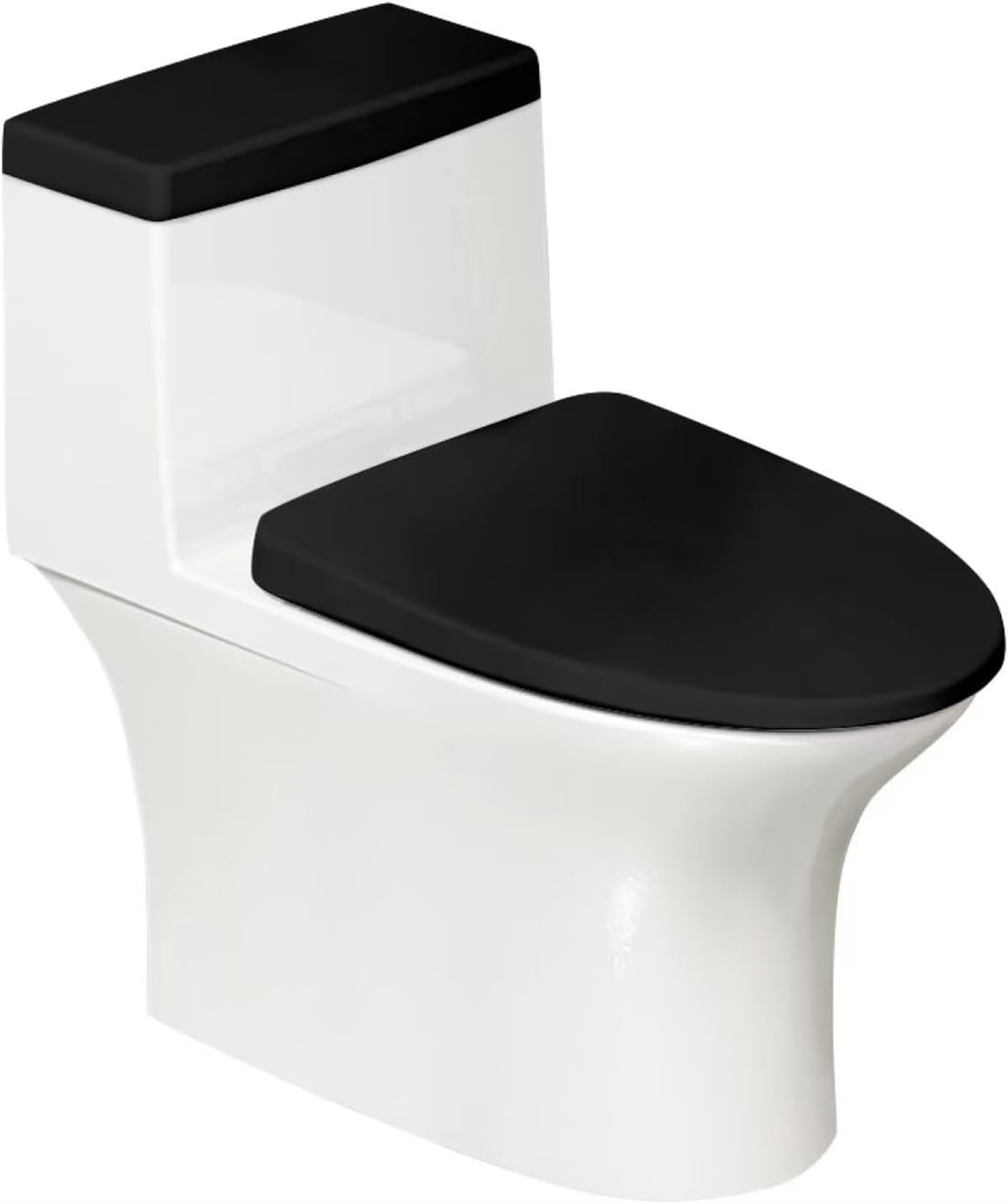 Black Toilet Lid Seat Cover Set,Toilet Lid Cover,Elastic Bottom Cover ...